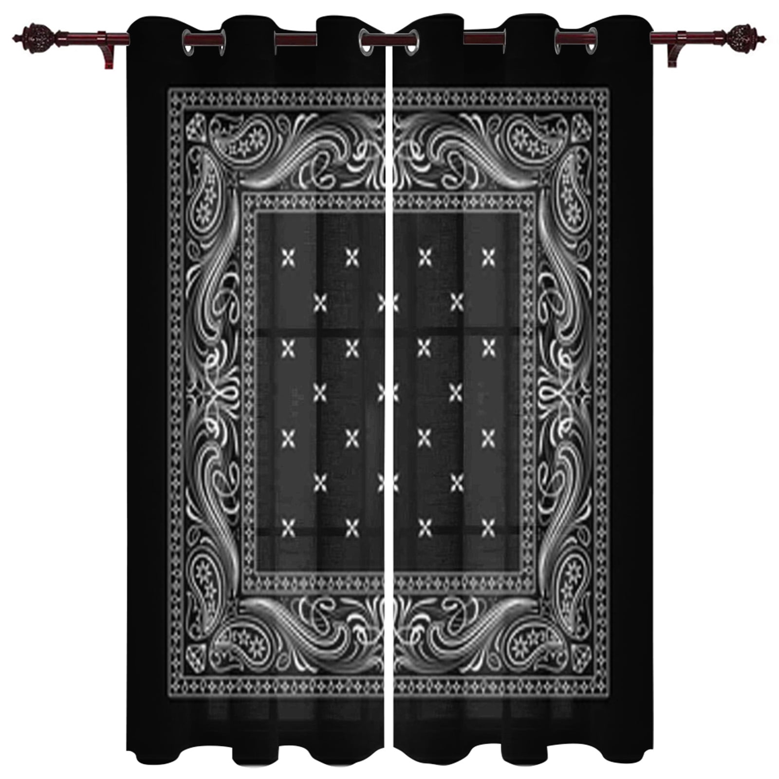 Bandana Pattern Window Curtains Living Room Outdoor Fabric Drapes ...