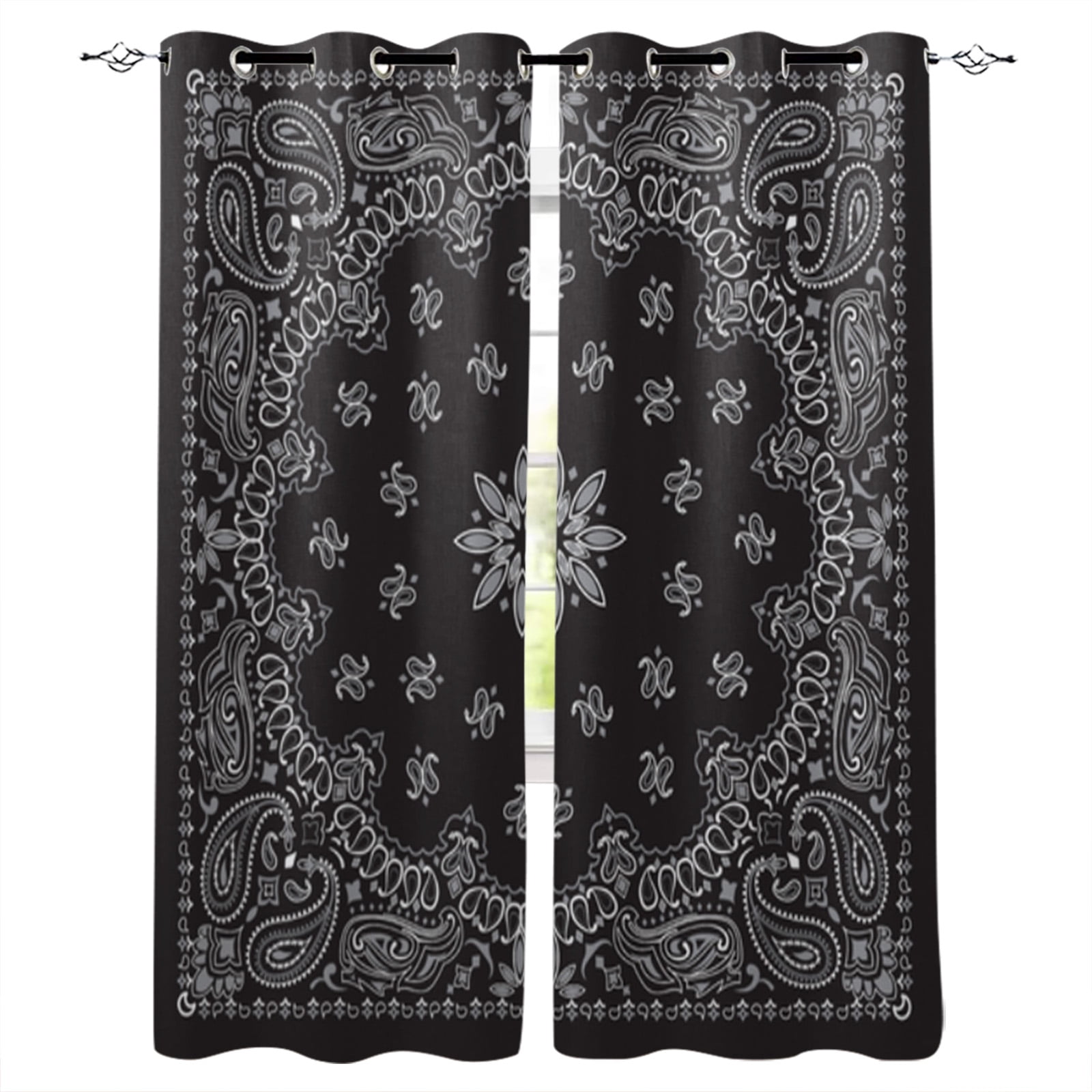 Bandana Pattern Window Curtains Living Room Outdoor Fabric Drapes ...