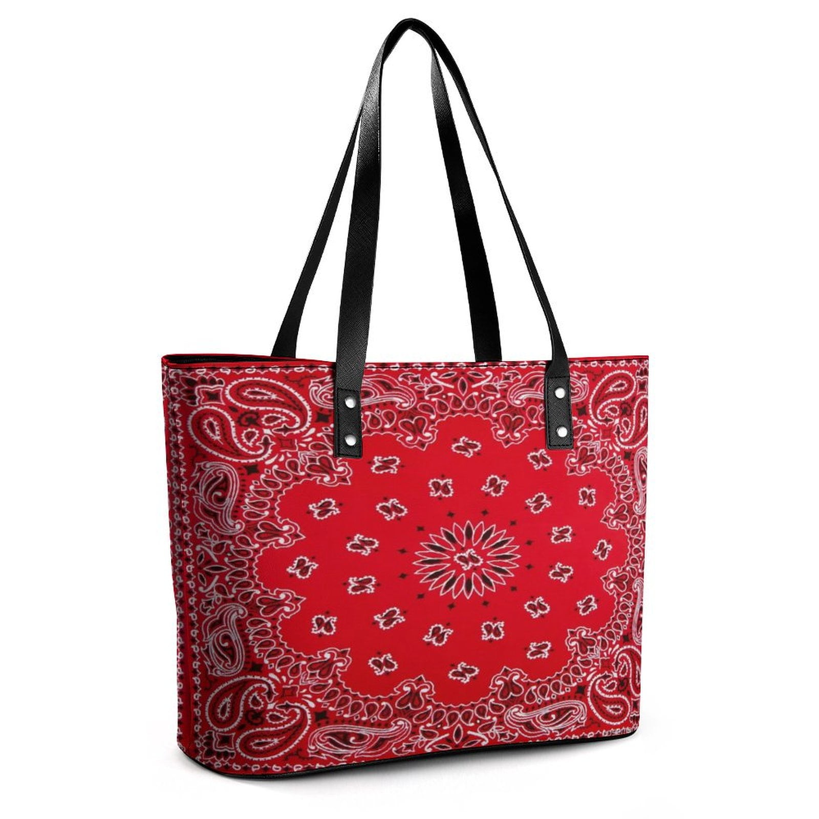 Bandana - Red Art Woman Leather Handbags Large Tote Bag Fashion ...