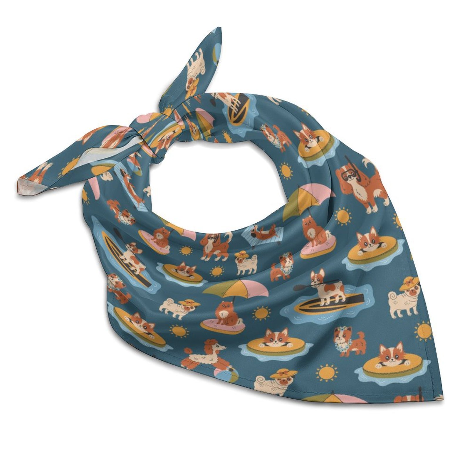 Bandana for Women Beach Dog Soft Simulated Silk Head Scarf , Square ...
