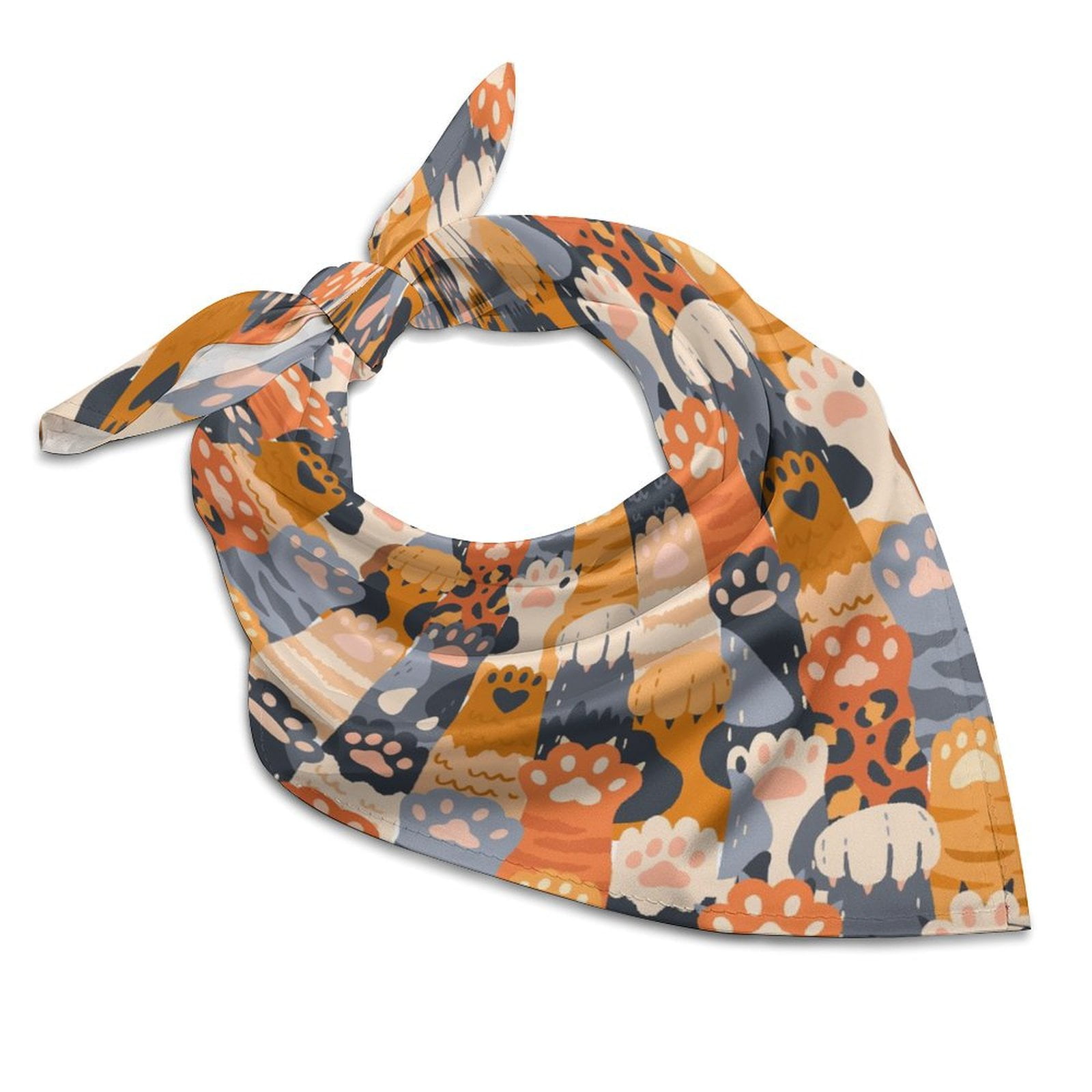 Bandana for Women Cat Paws Soft Simulated Silk Head Scarf , Square Head ...