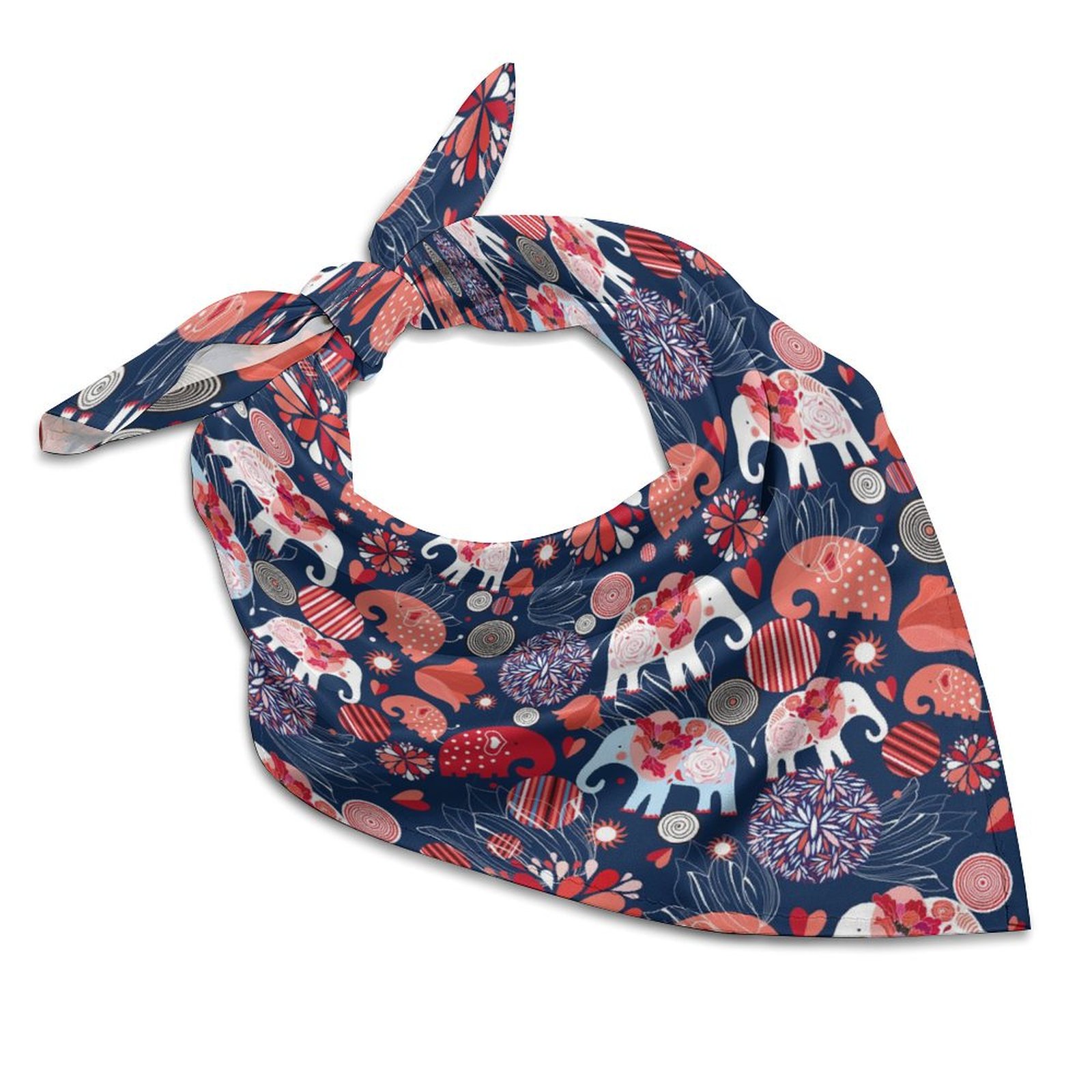 Bandana for Women Elephants Soft Simulated Silk Head Scarf , Square ...