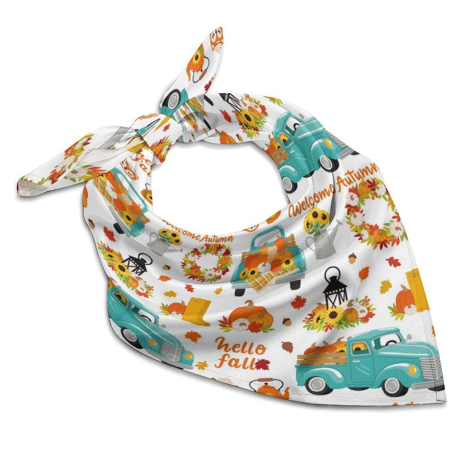 Bandana for Women Fall Pumpkins And Sunflowers Soft Simulated Silk Head Scarf , Square Head ...