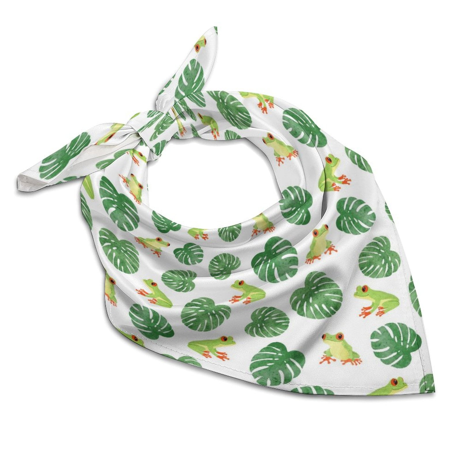 Bandana for Women Frogs And Tropical Leaves Soft Simulated Silk Head ...