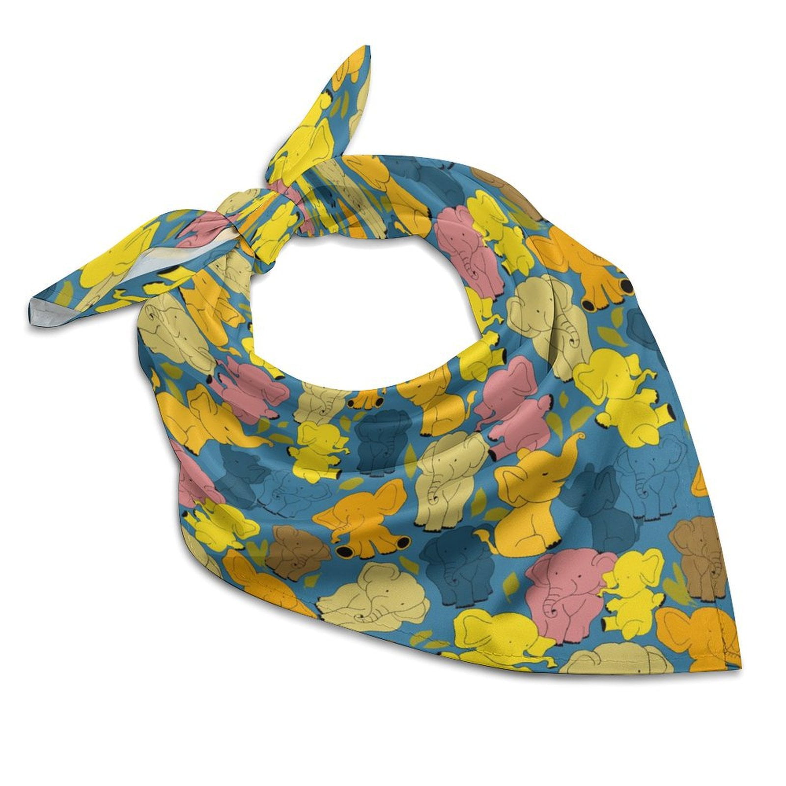 Bandana for Women Retro Boho Elephants Soft Simulated Silk Head Scarf ...