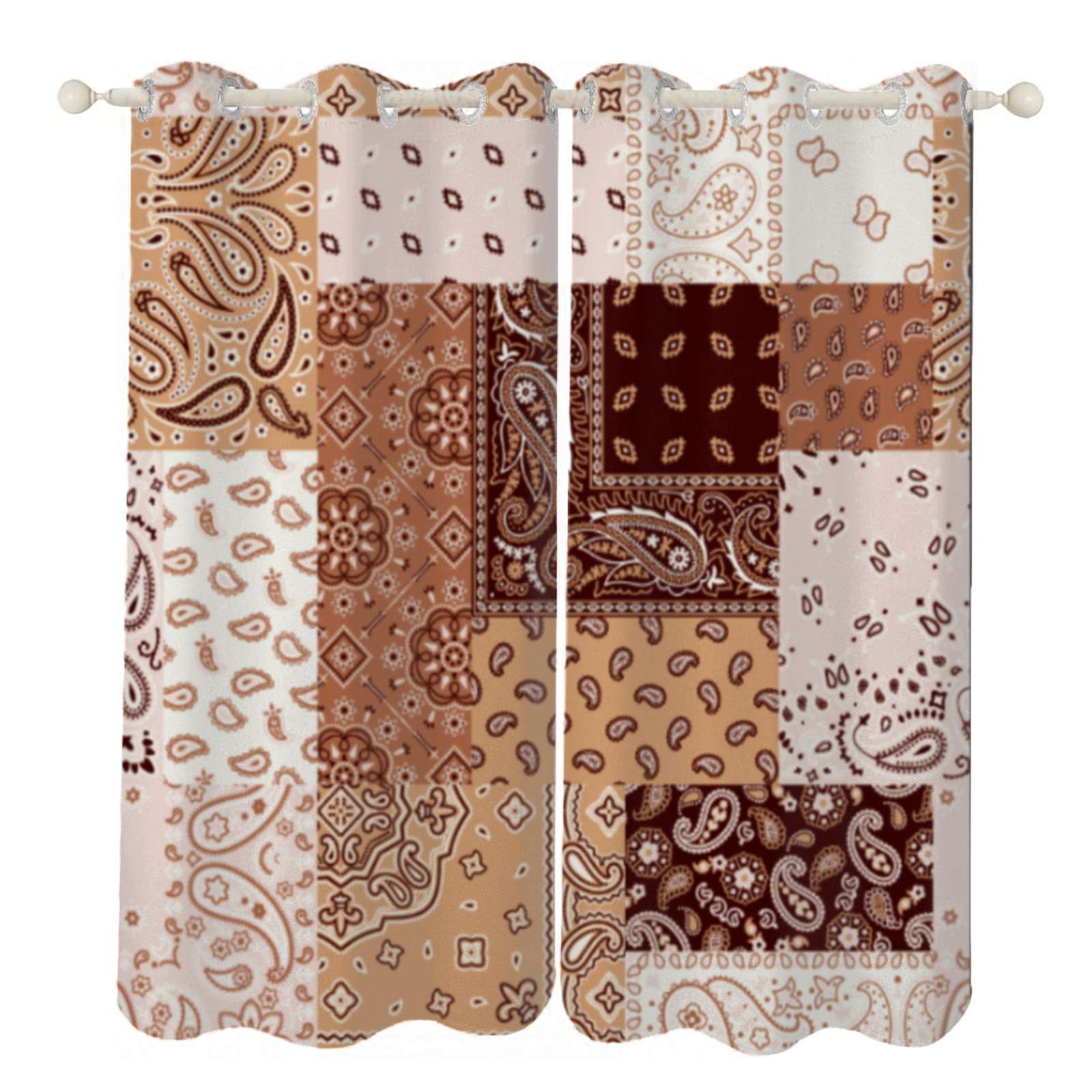 Bandana paisley Beige white Sunshade Curtains Home Bedroom Living Room ...