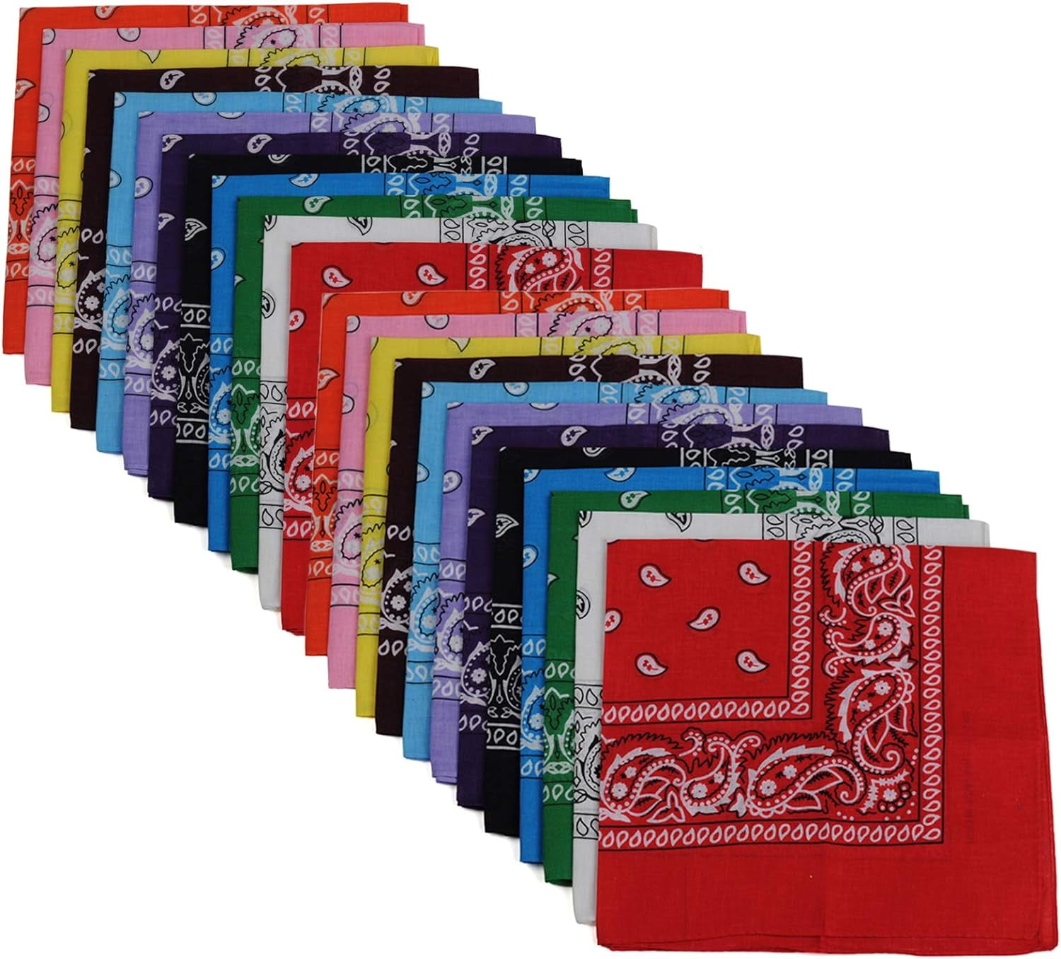 Bandanas 24pcs 22 X 22 Inch 100% Cotton Bandana Novelty Double Sided ...