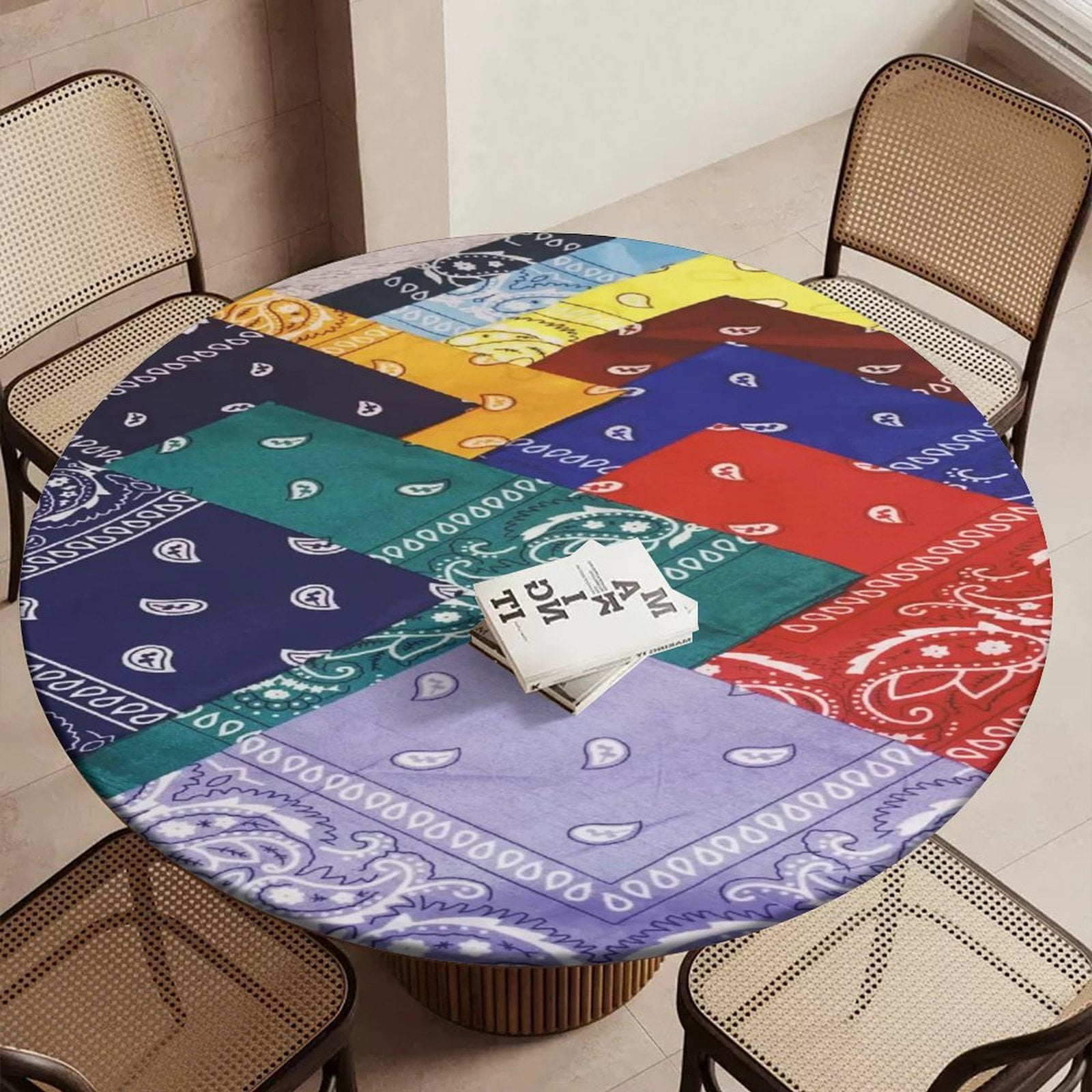 Bandannas Round Table Cover Kitchen Printed Waterproof Tablecloth ...