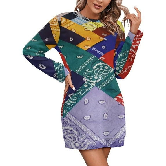 Bandannas Women Elegant Long Sleeve Warm Dress Autumn Winter Sweater ...
