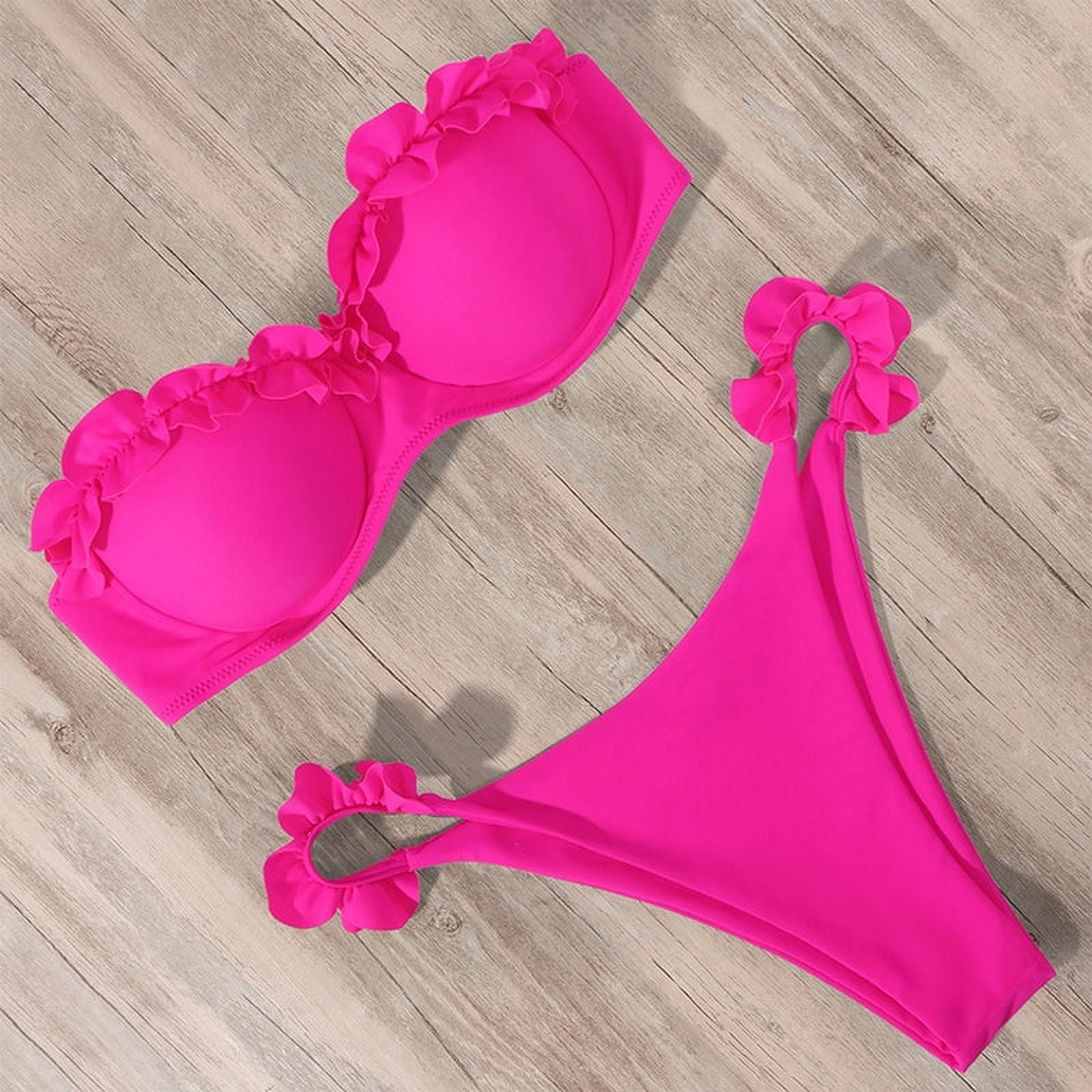 Bandeau Bikini Swimwear Women Swimsuit Sexy Ruffle Bikini Set Push Up
