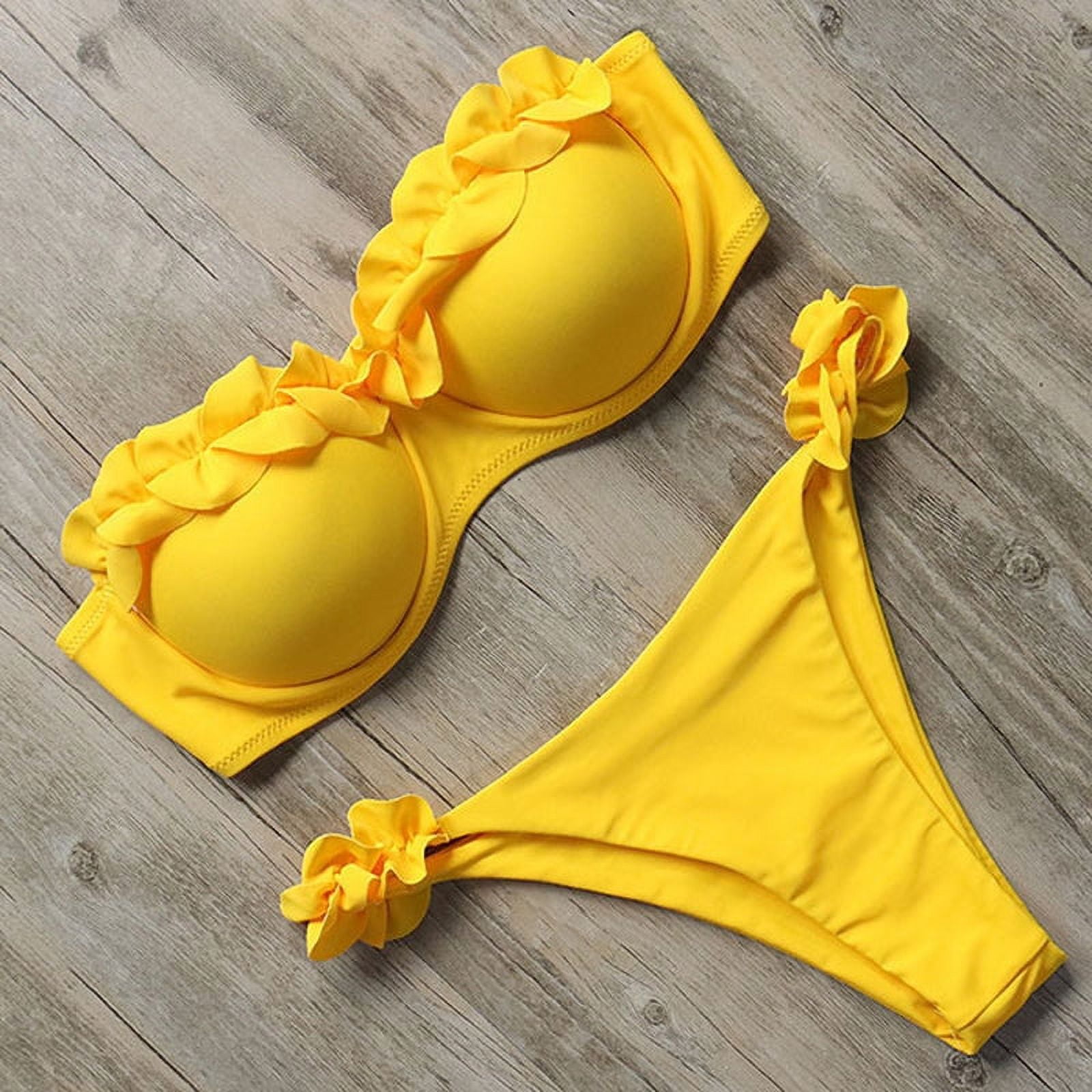 Bandeau Bikini Swimwear Women Swimsuit Sexy Ruffle Bikini Set Push Up