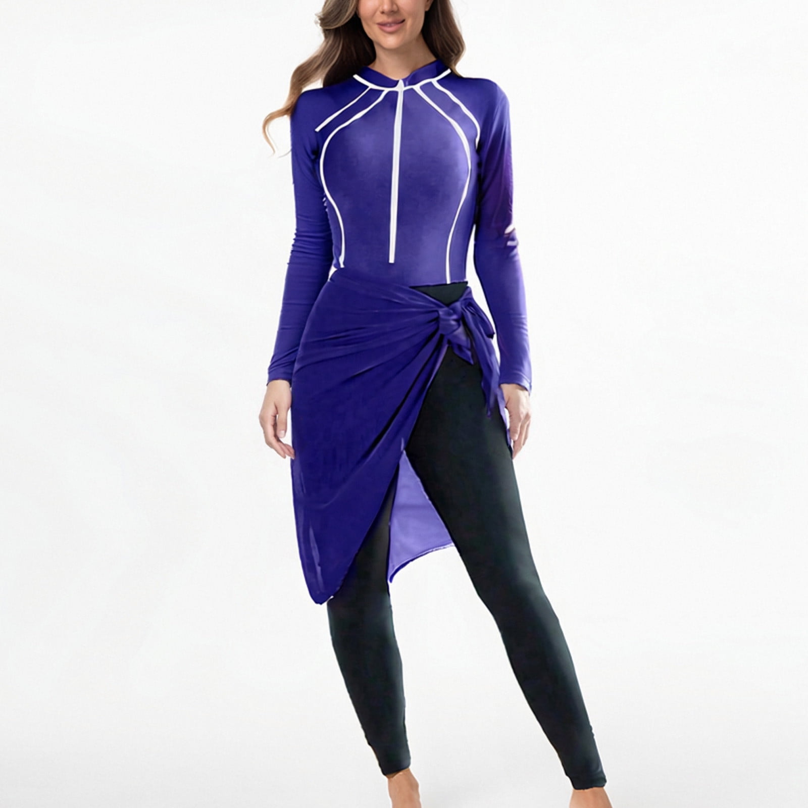 Bandeau Swimsuits for Women 3 Piece Swimming Suit for Women Long Sleeve ...