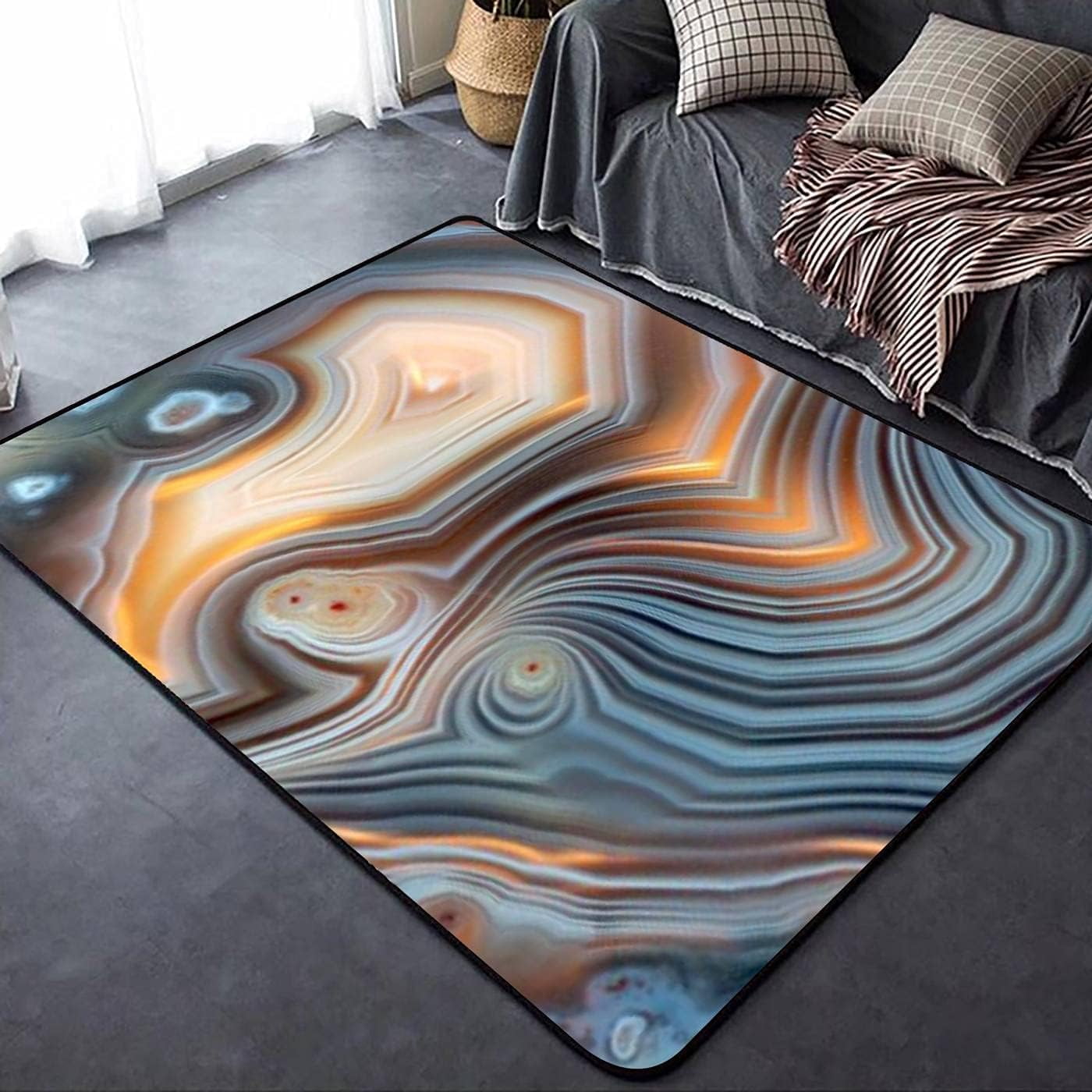 Banded Agate Pattern With Several Layers Rugs Soft Non-Slip Indoor ...