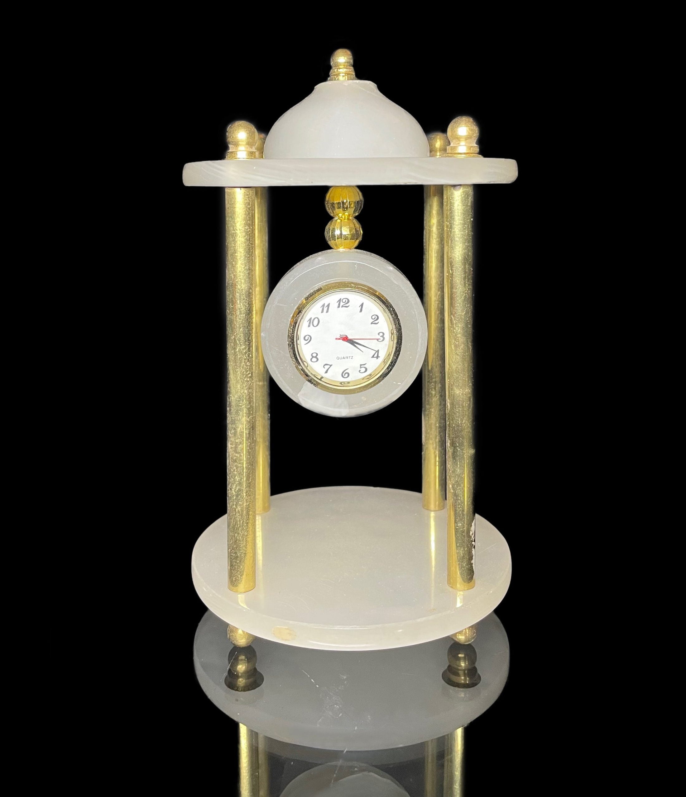 Banded White Onyx Pillar Clock - Walmart.com
