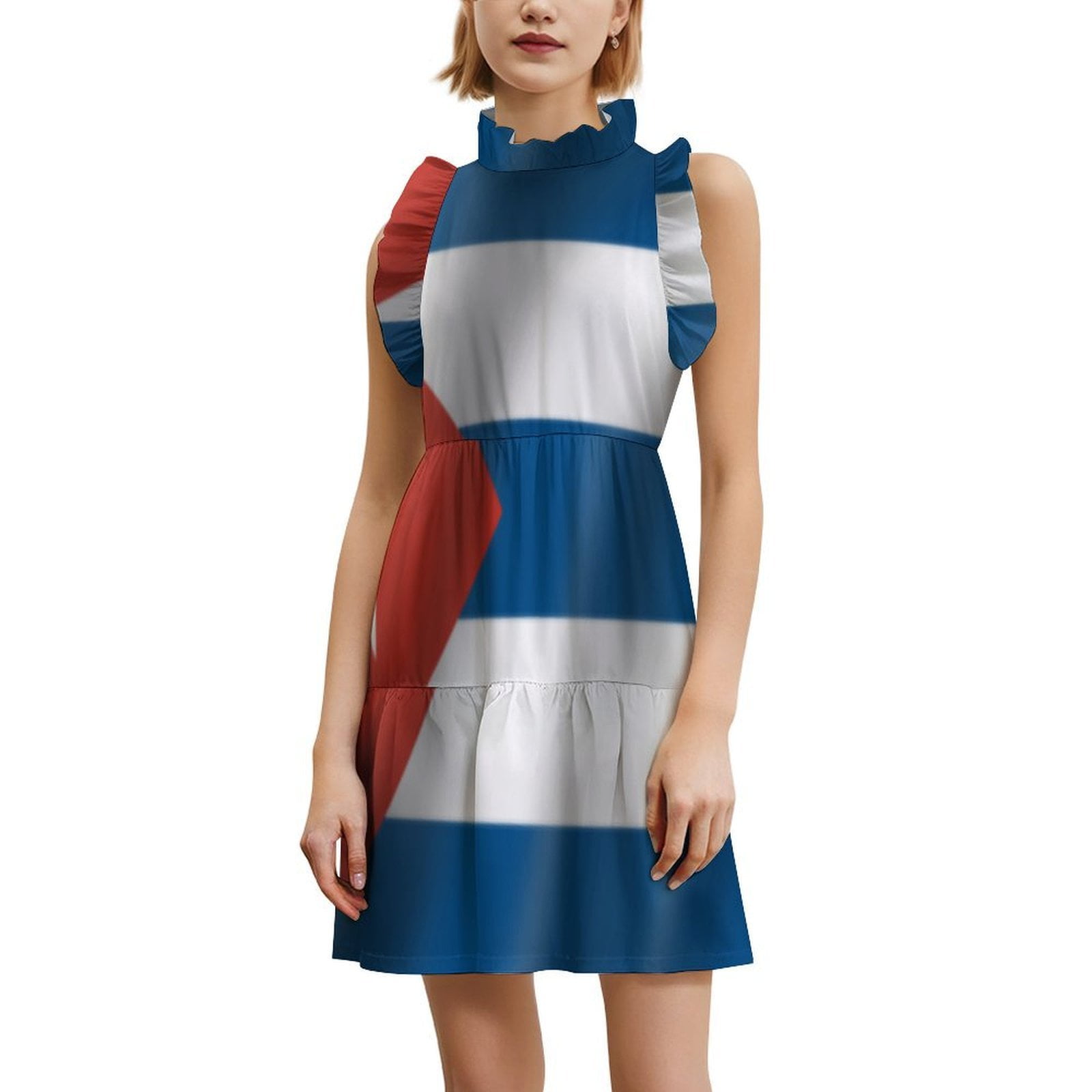 Bandera Cubana Women's Fashion Casual Dress Summer Stand Up Collar ...