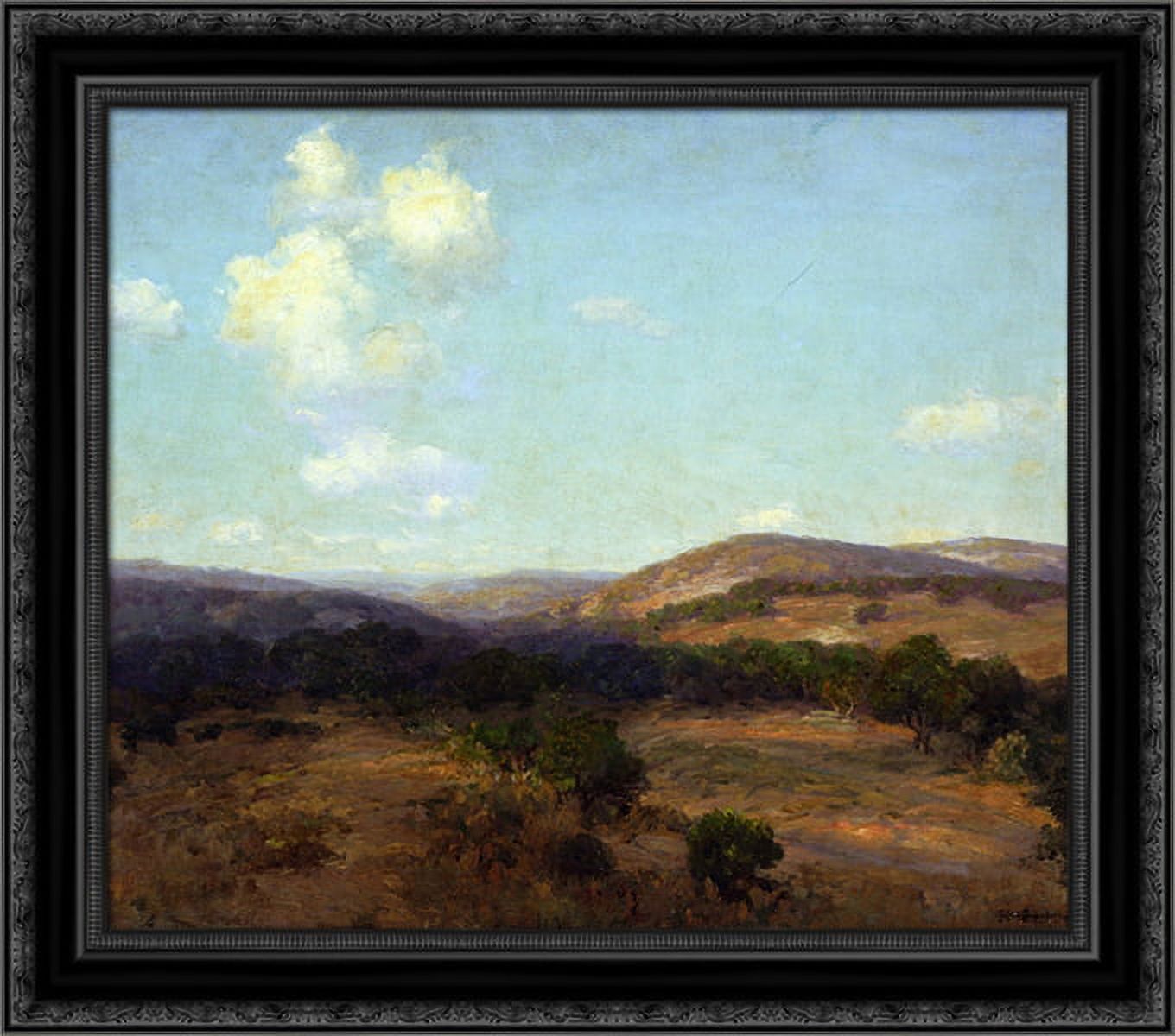 Bandera Hills 20x20 Black Ornate Wood Framed Canvas Art by Onderdonk ...