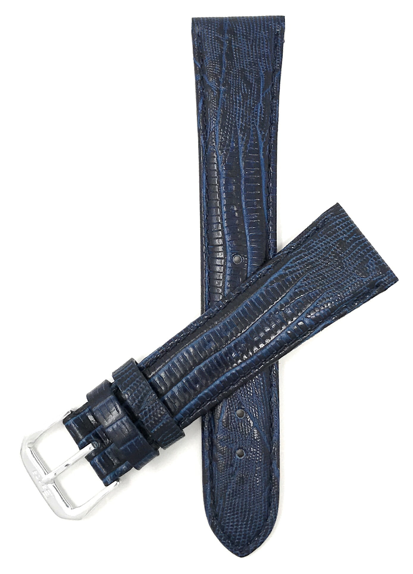 Bandini 12mm Womens Italian Leather Watch Band Strap - Blue - Lizard ...