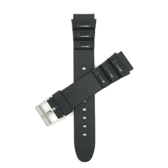 Bandini 18mm Black Rubber Sports Watch Band Strap fits Casio and Timex ...
