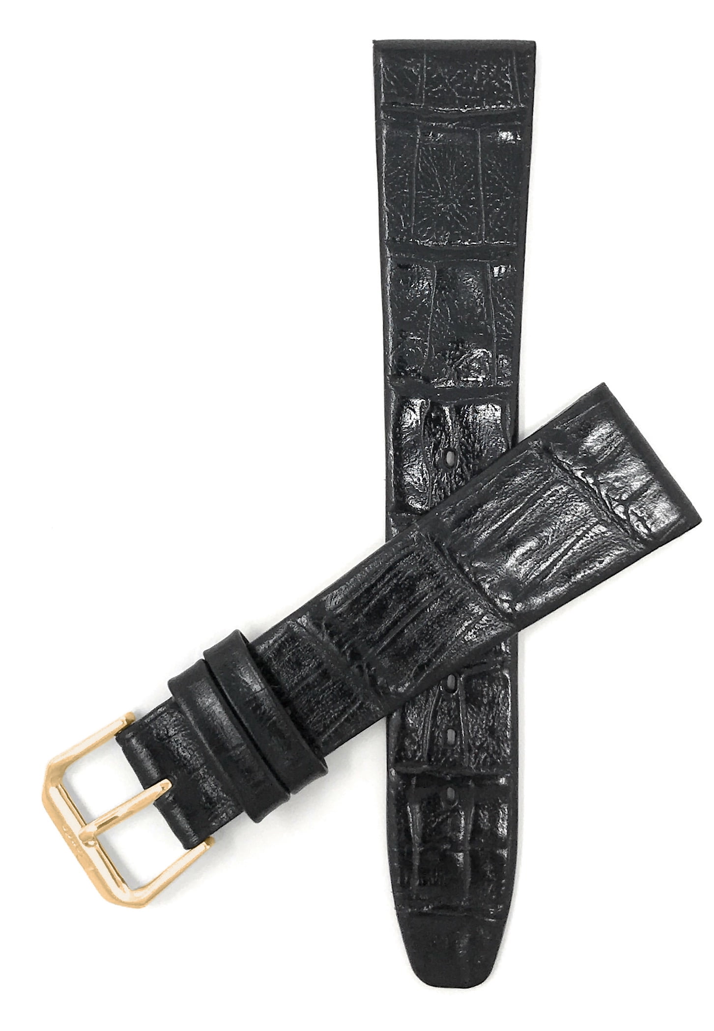 Bandini 18mm Italian Alligator Pattern Watch Strap - Black - Semi ...
