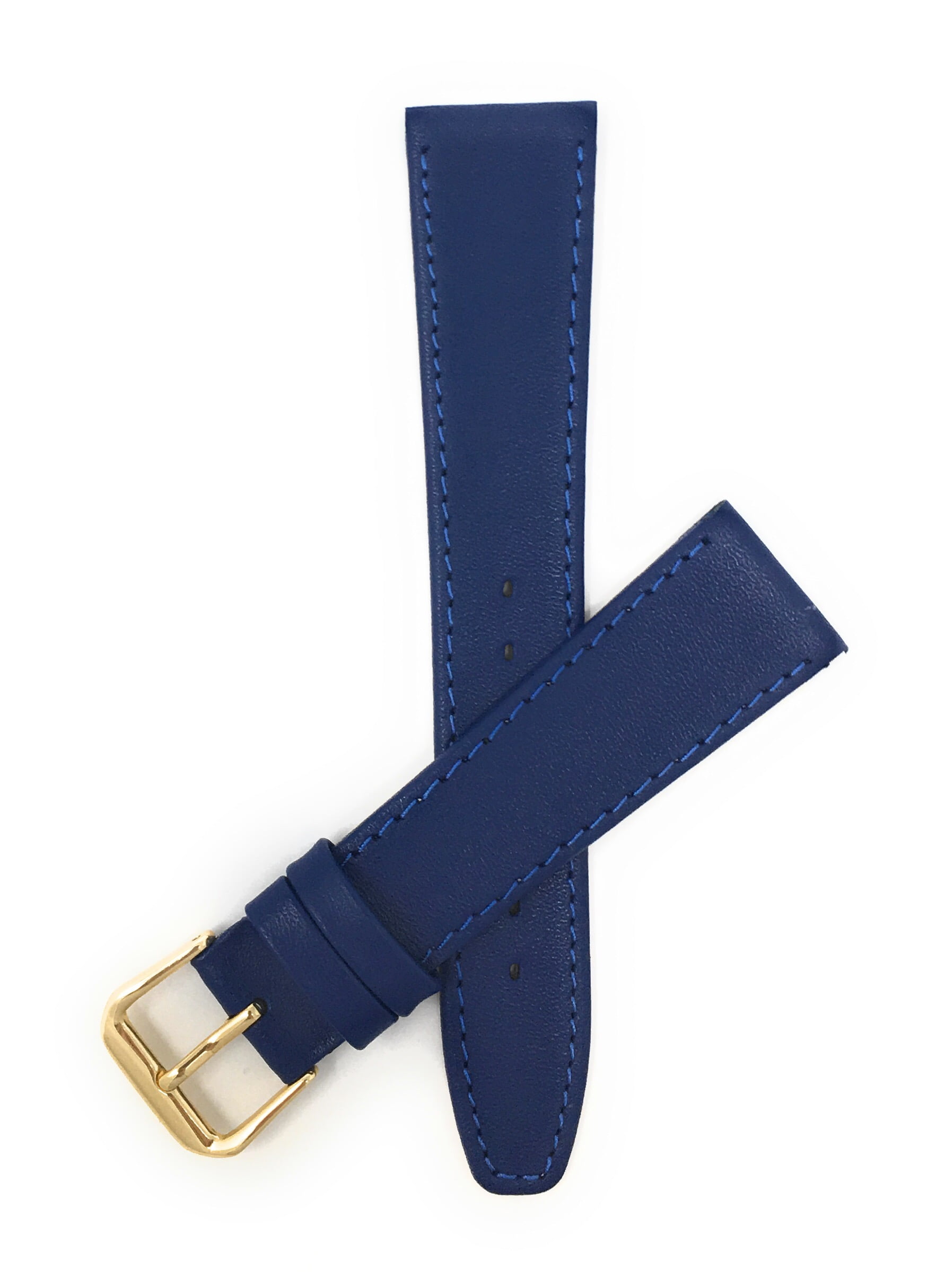 Bandini 18mm Italian Leather Watch Band Strap - Blue with Stitching ...