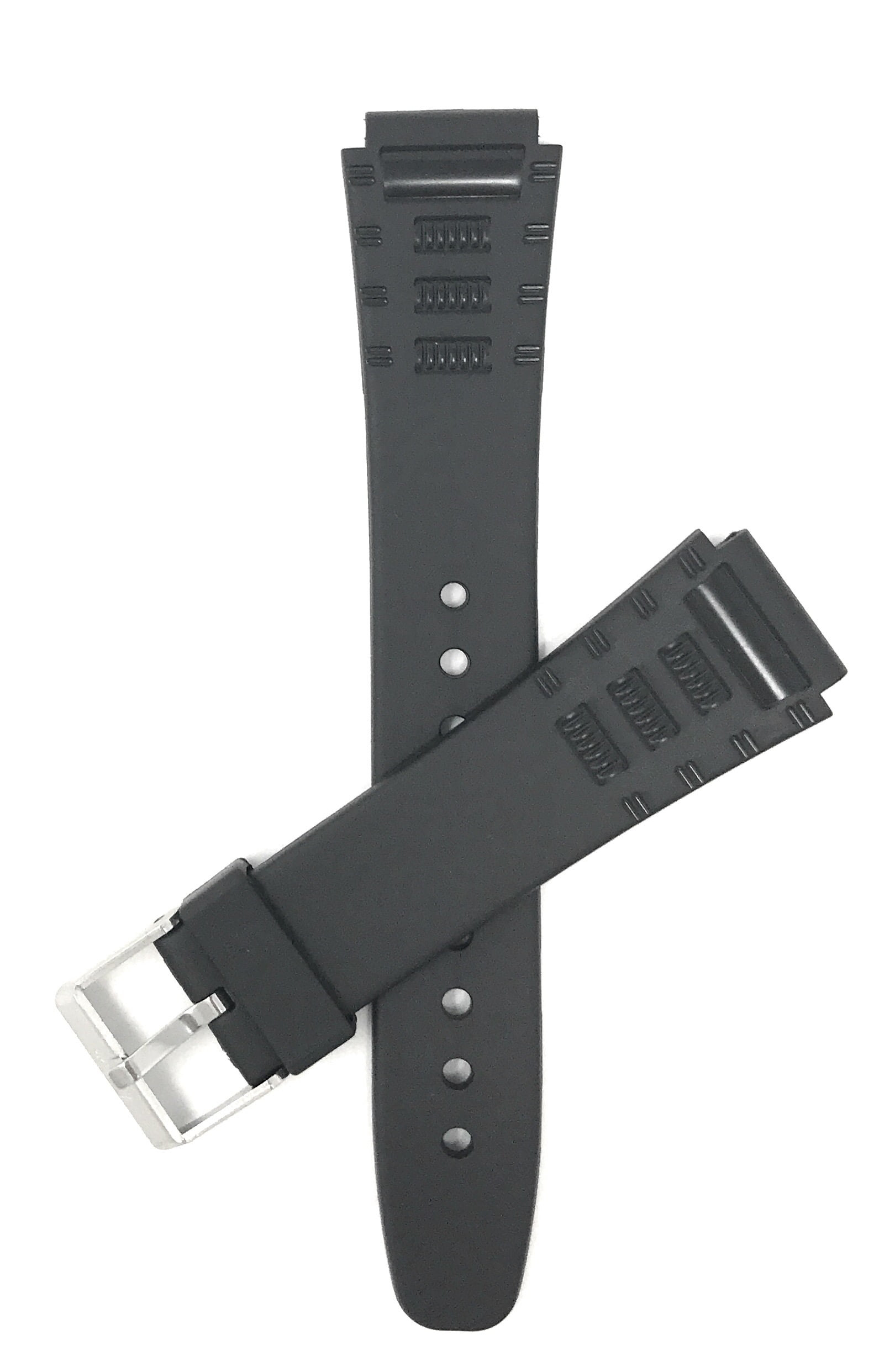 Bandini 20mm Black Rubber Sports Watch Band Strap for Casio, Timex ...