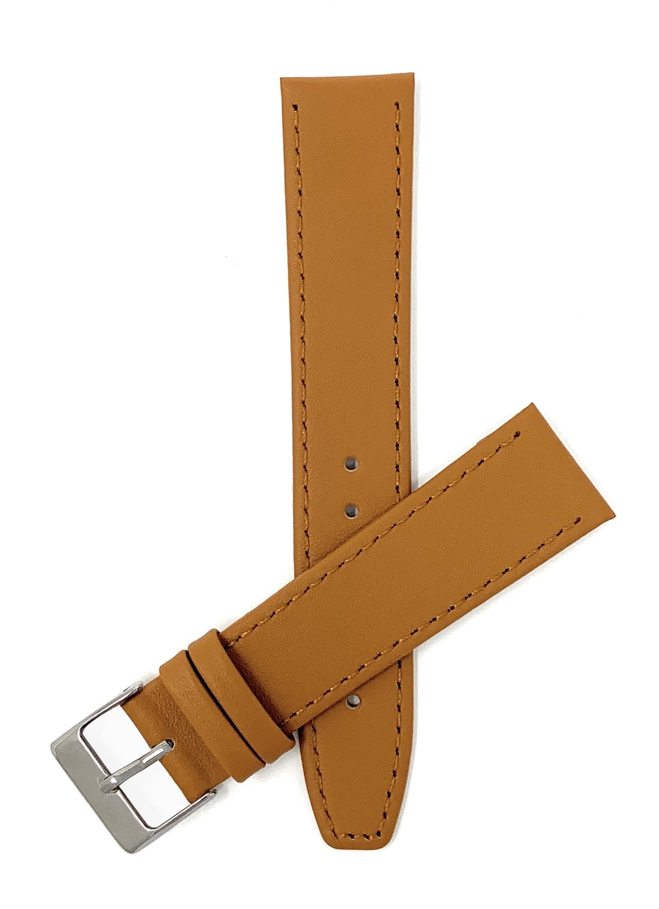 Bandini 20mm Italian Leather Watch Strap Band - Tan with Stitching ...