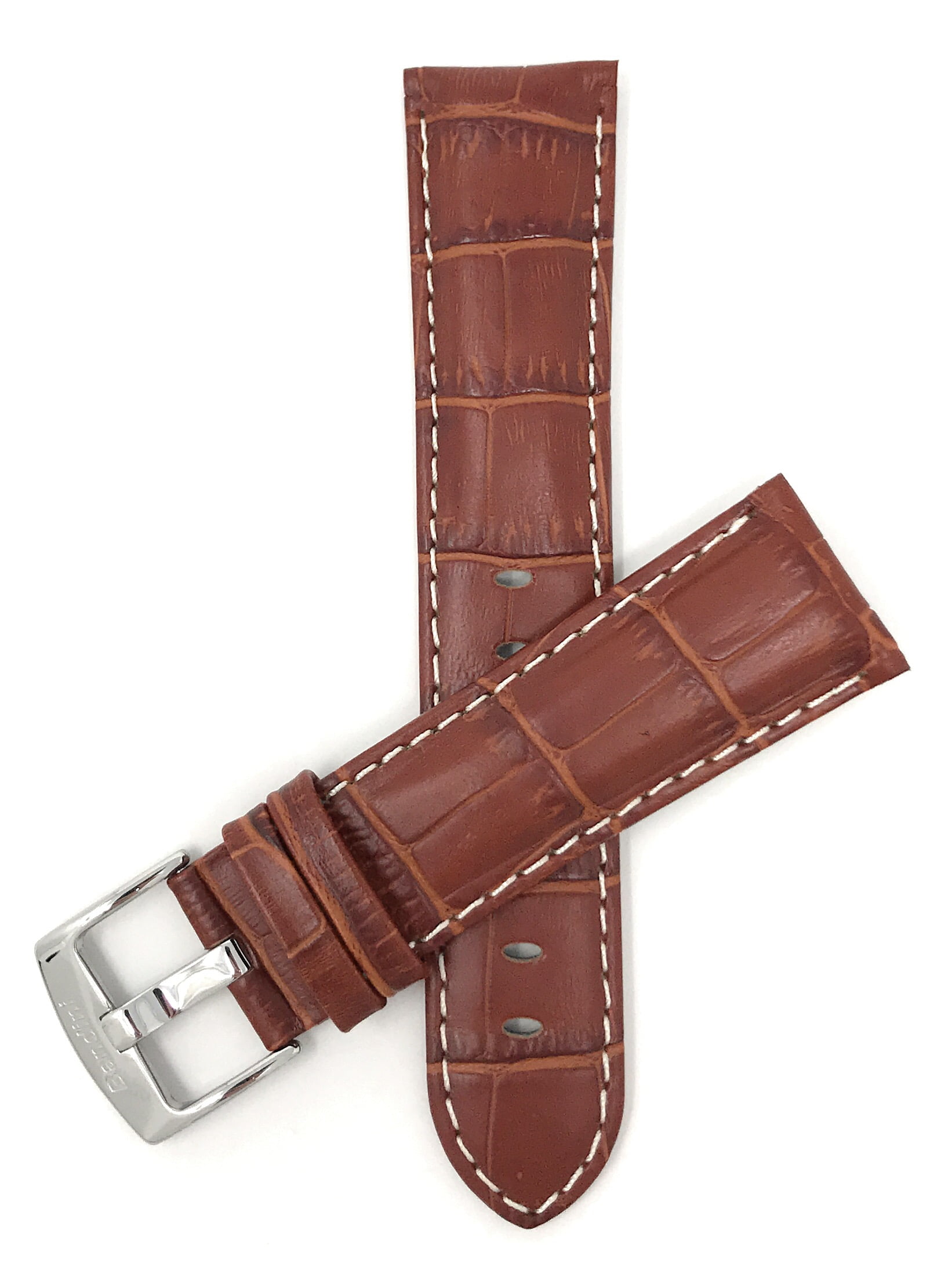 Bandini 20mm Mens Leather Watch Band - Alligator Pattern Leather Watch ...