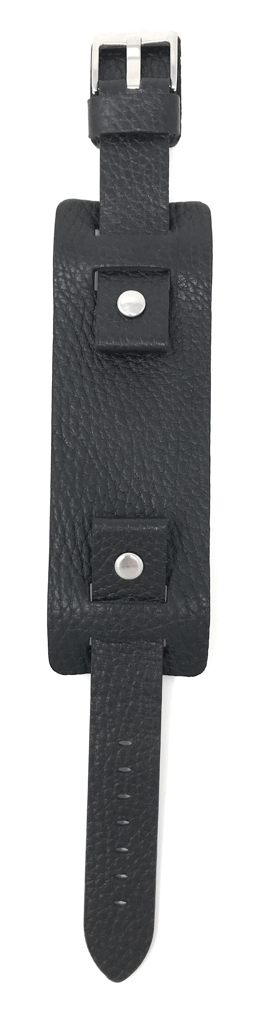 Bandini 20mm Mens Leather Watch Band Strap, Black Rectangular Shape ...