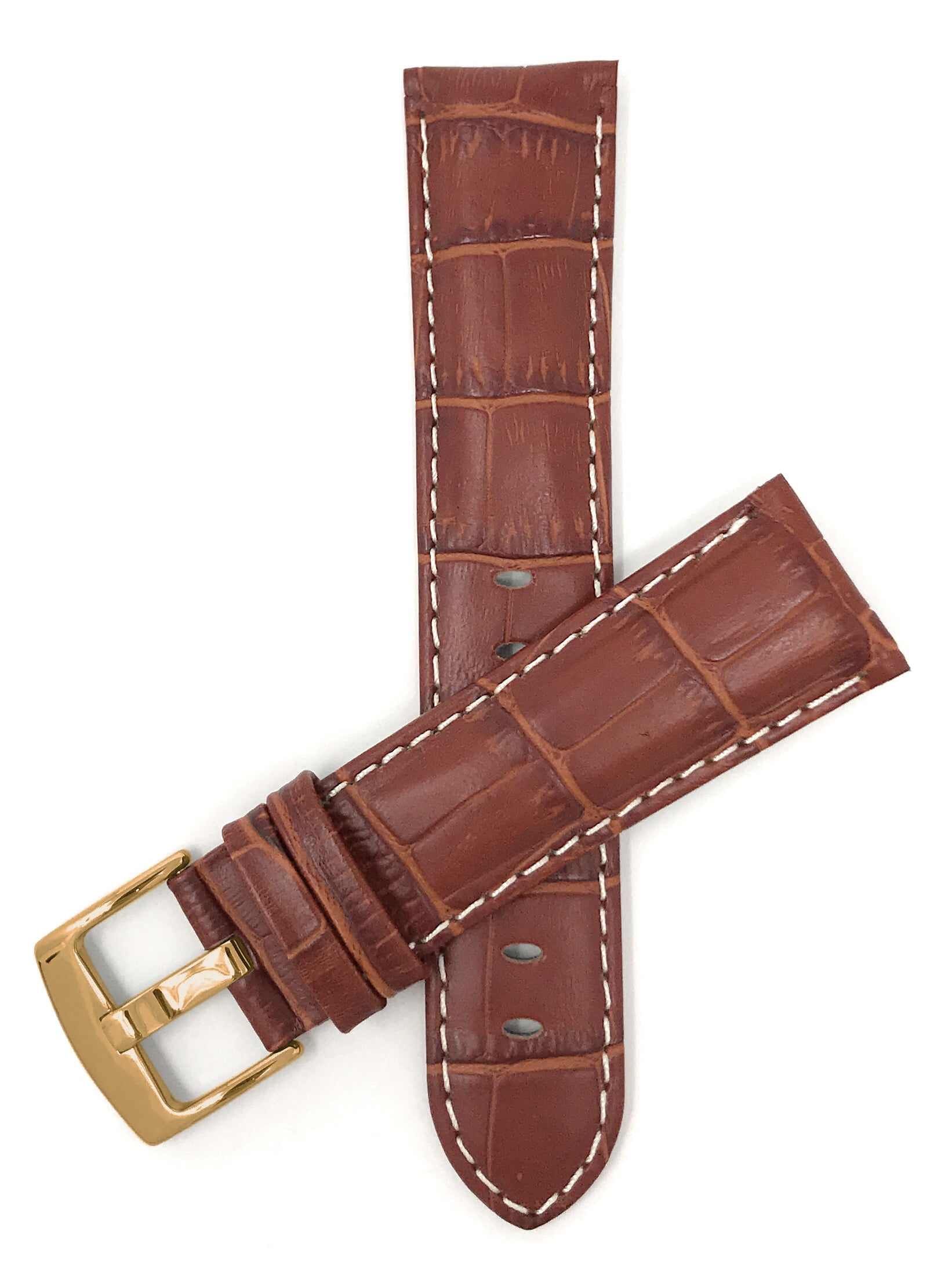 Bandini 22mm Mens Leather Watch Band - Alligator Pattern Leather Watch ...