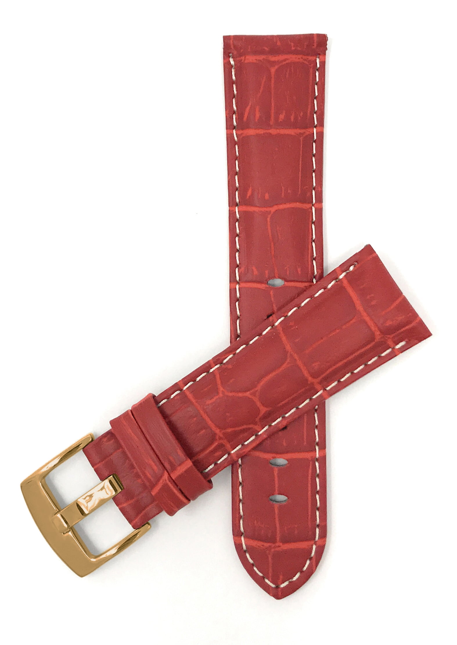 Bandini 22mm Mens Leather Watch Band - Alligator Pattern Leather Watch ...