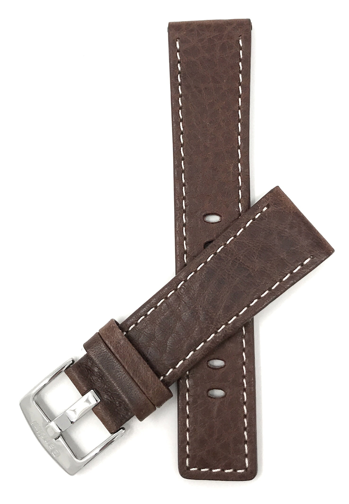 Bandini 28mm Mens Genuine Leather Watch Band Strap - Brown With White ...