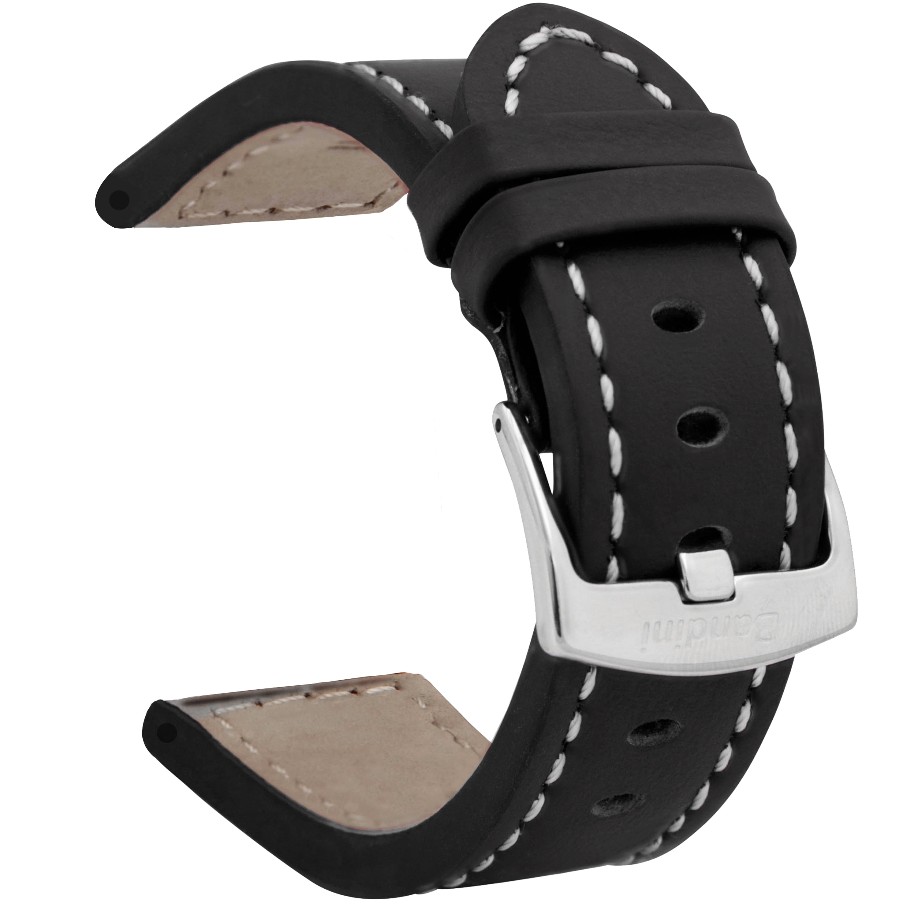Bandini Mens Aviator Pilot Leather Watch Band - Racing Strap - 20mm ...