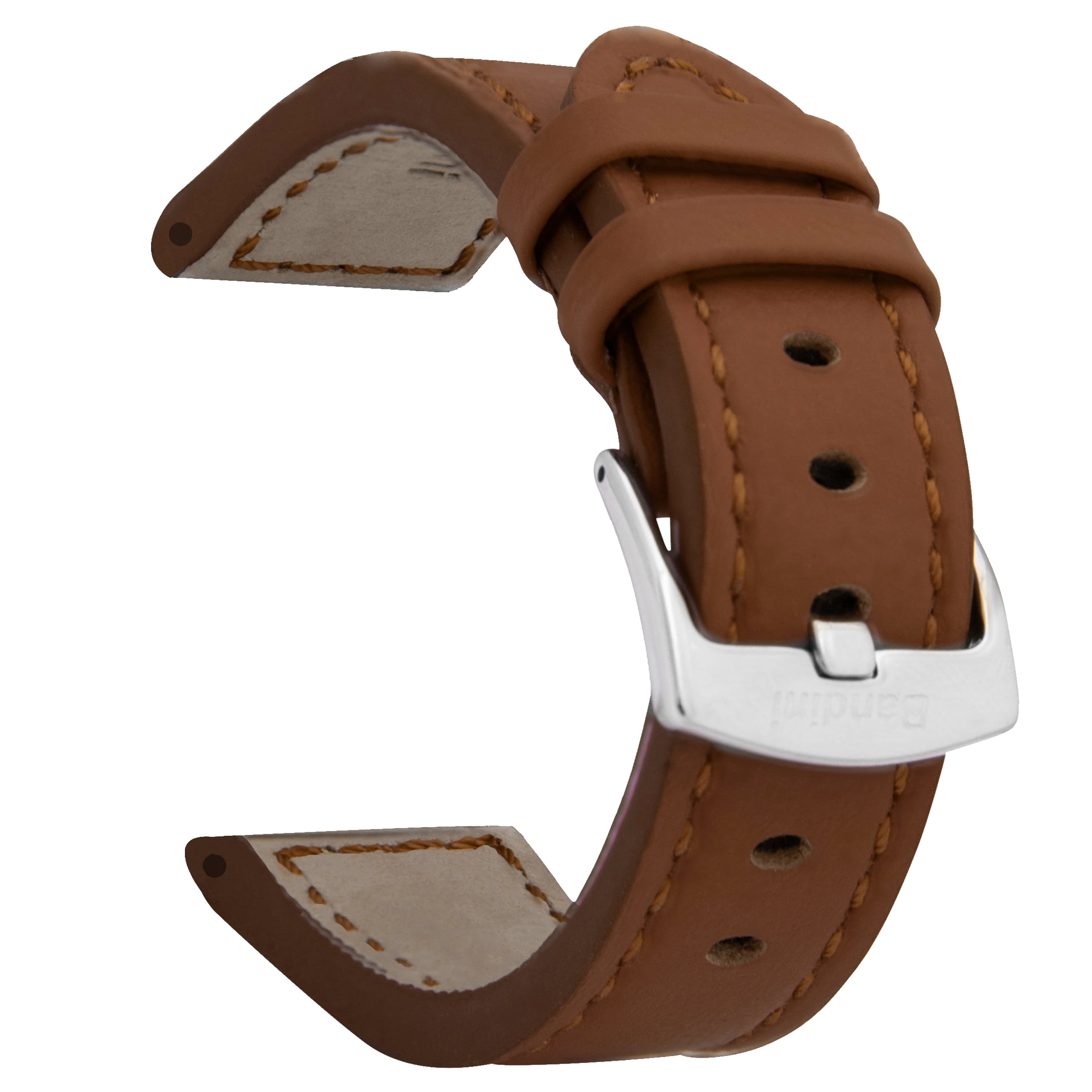 Bandini Mens Aviator Pilot Leather Watch Band - Racing Strap - 20mm ...