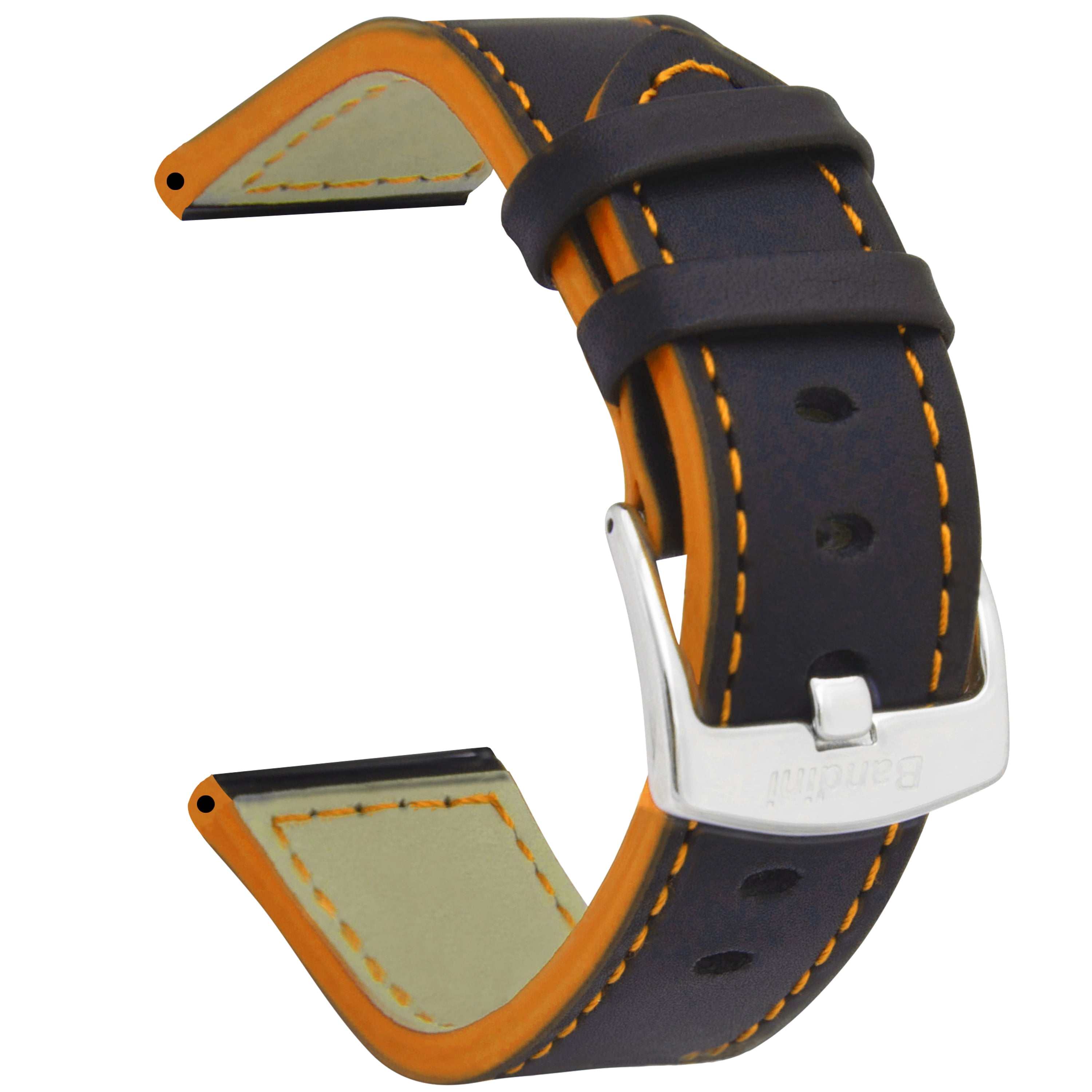 Bandini Mens Aviator Pilot Leather Watch Band - Racing Strap - 22mm ...