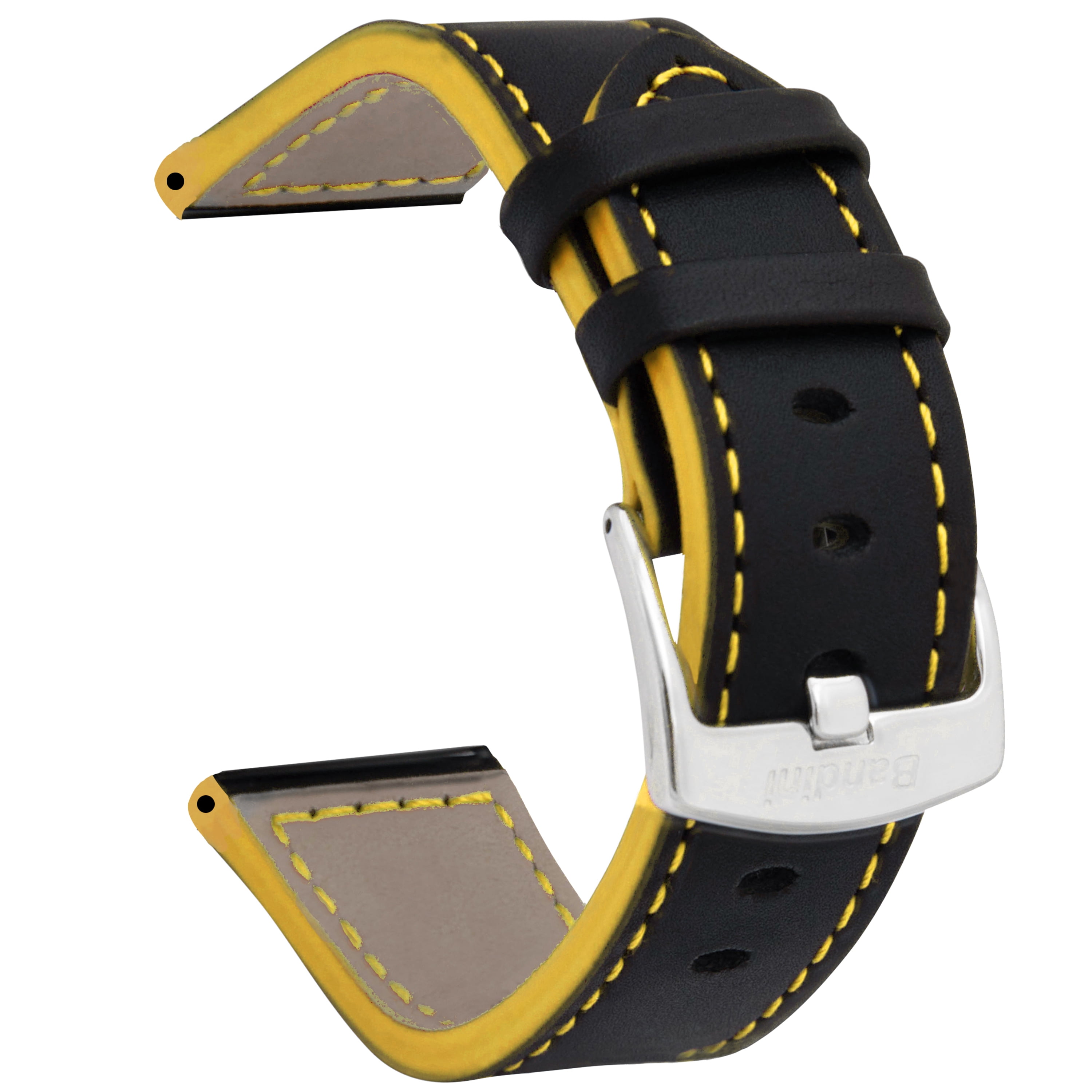 Bandini Mens Aviator Pilot Leather Watch Band - Racing Strap - 24mm ...