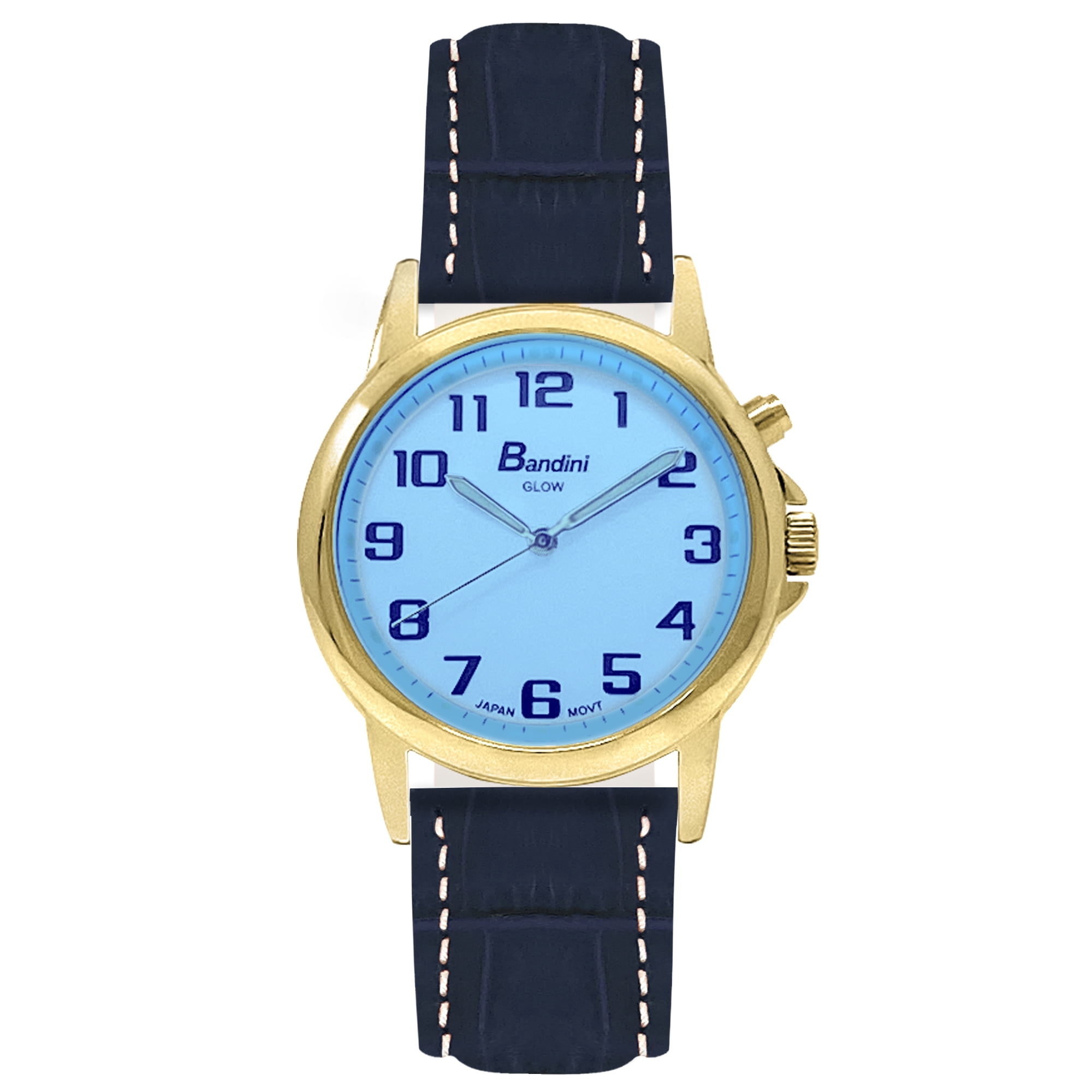 Bandini Mens Glow Watch - Alligator Pattern Leather Band - 38mm Analog ...