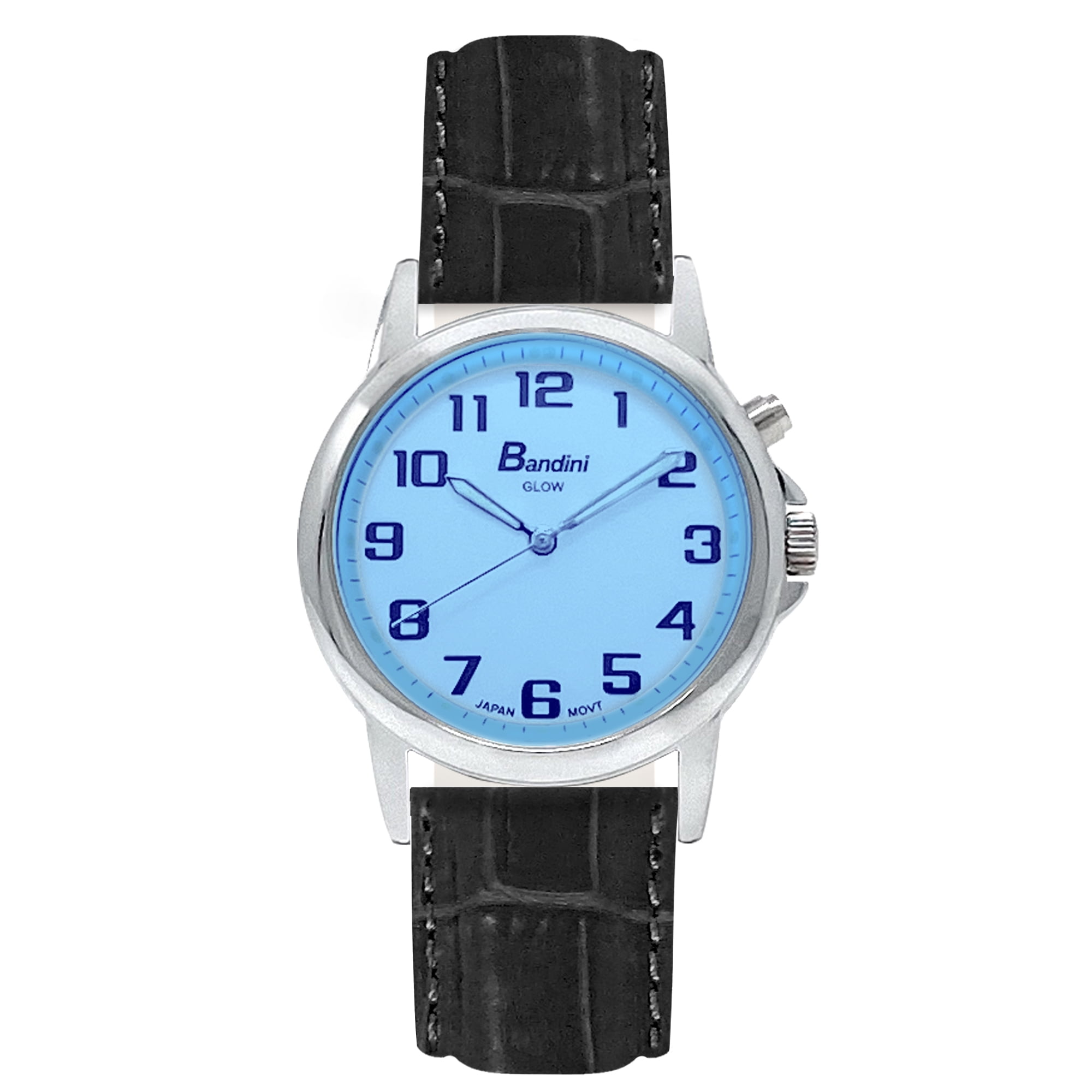 Bandini Mens Glow Watch - Alligator Pattern Leather Band - 38mm Analog ...