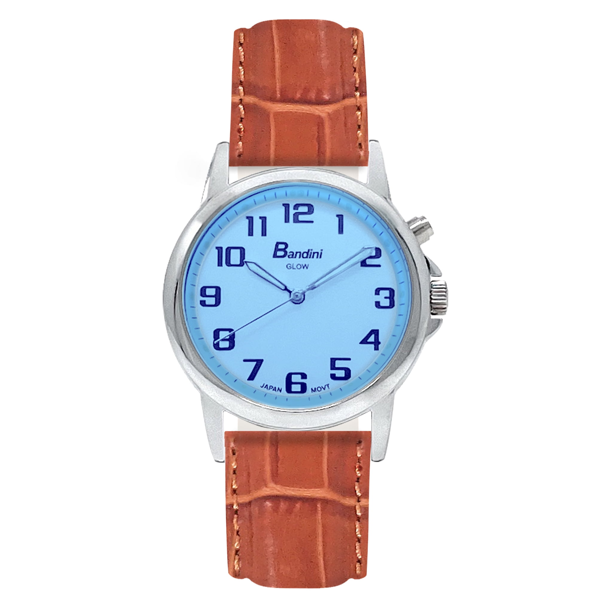 Bandini Mens Glow Watch - Extra Long Alligator Pattern Leather Band ...