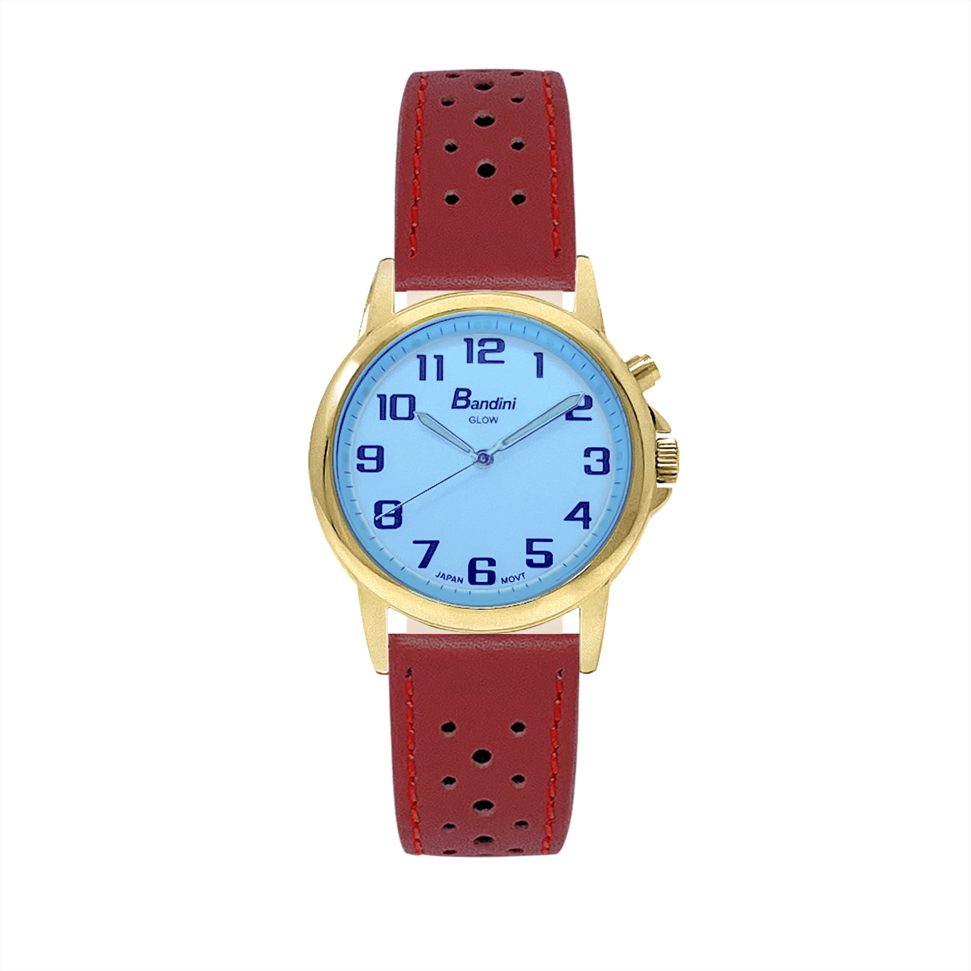 Bandini Mens Glow Watch - Leather Rally Strap - 38mm Analog Men's Easy ...