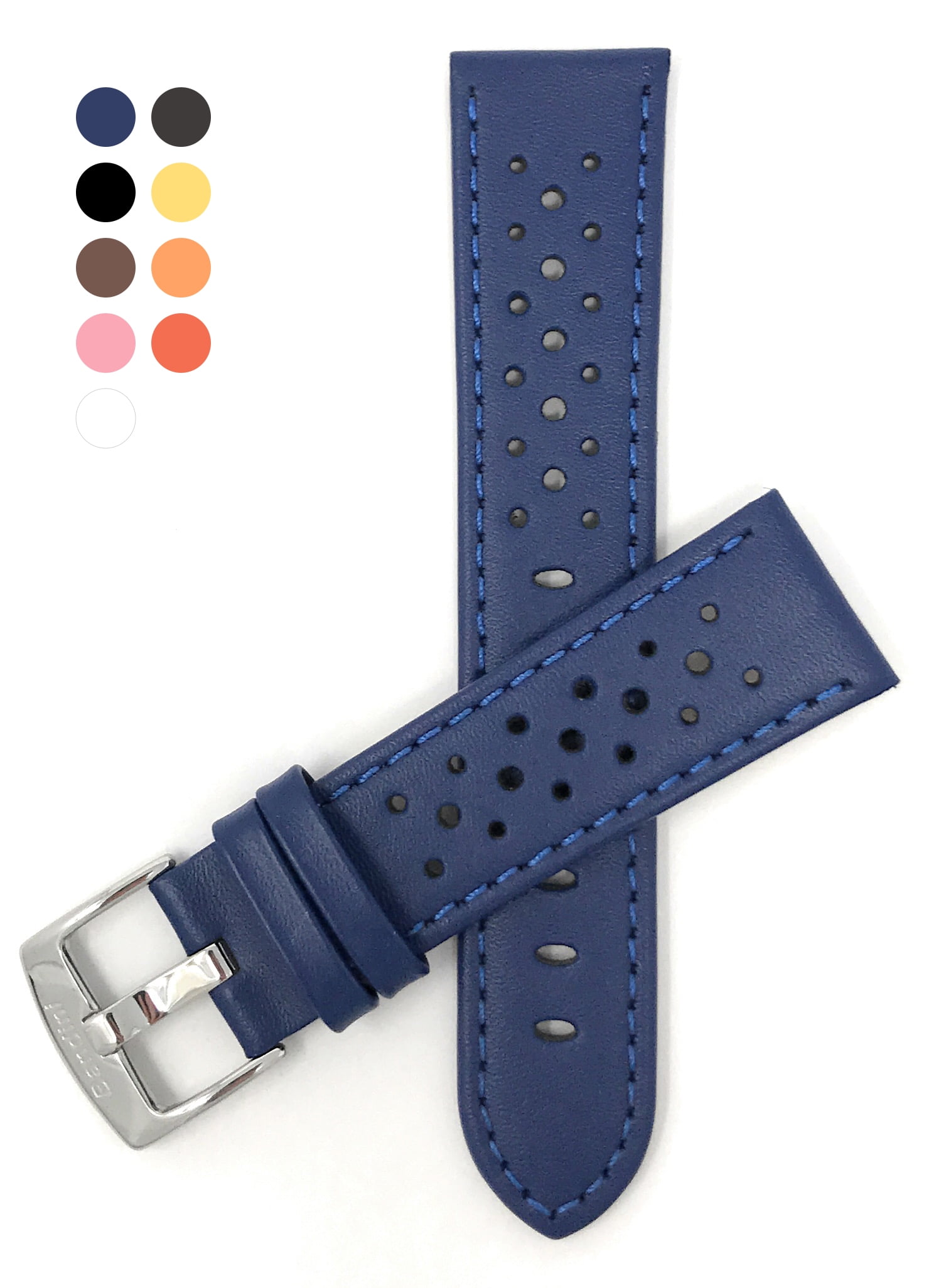 Bandini Mens Leather Rally Strap - Breathable Perforated Racing Watch ...