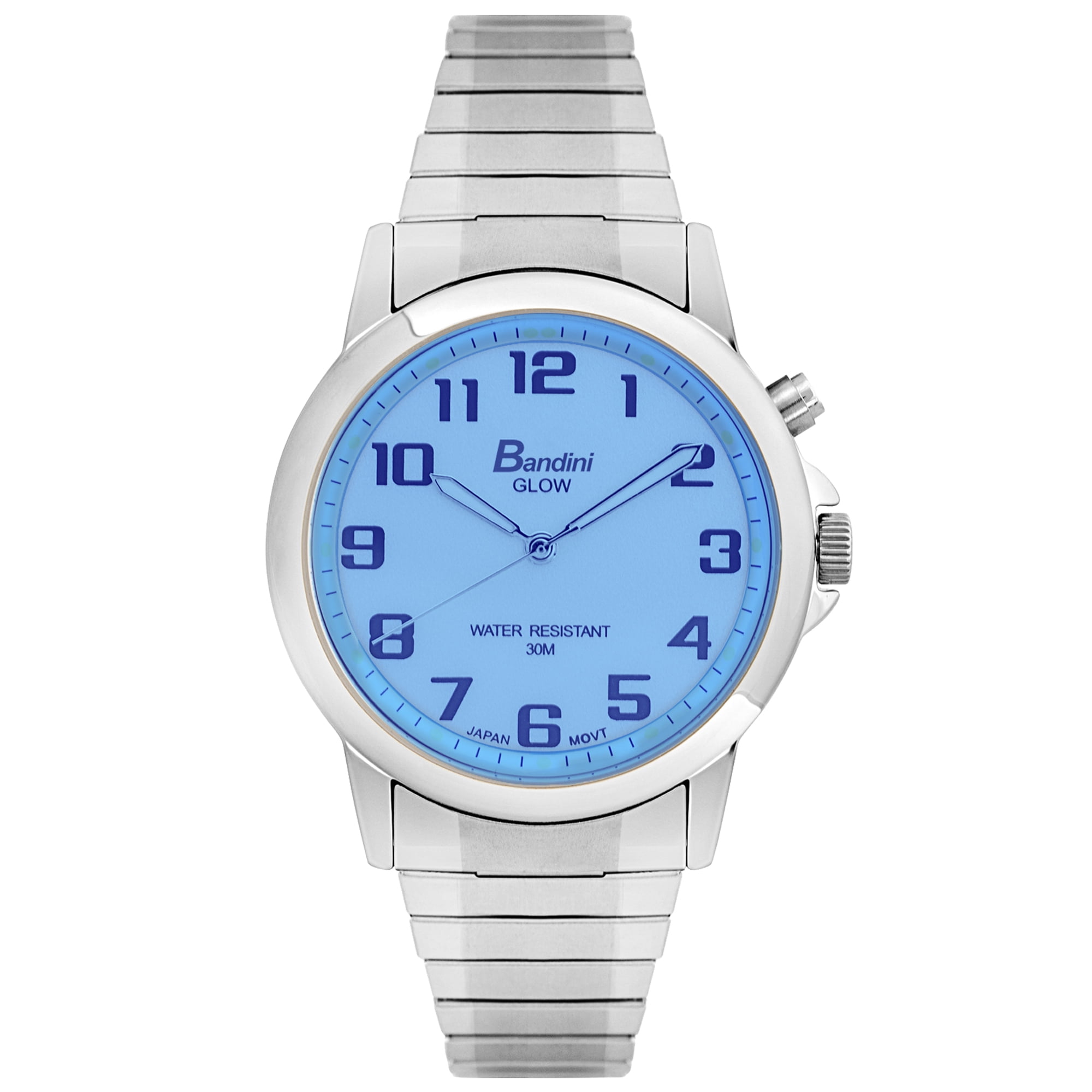Bandini Silver Tone Mens Expansion Light up Glow Watch - Long Stainless ...