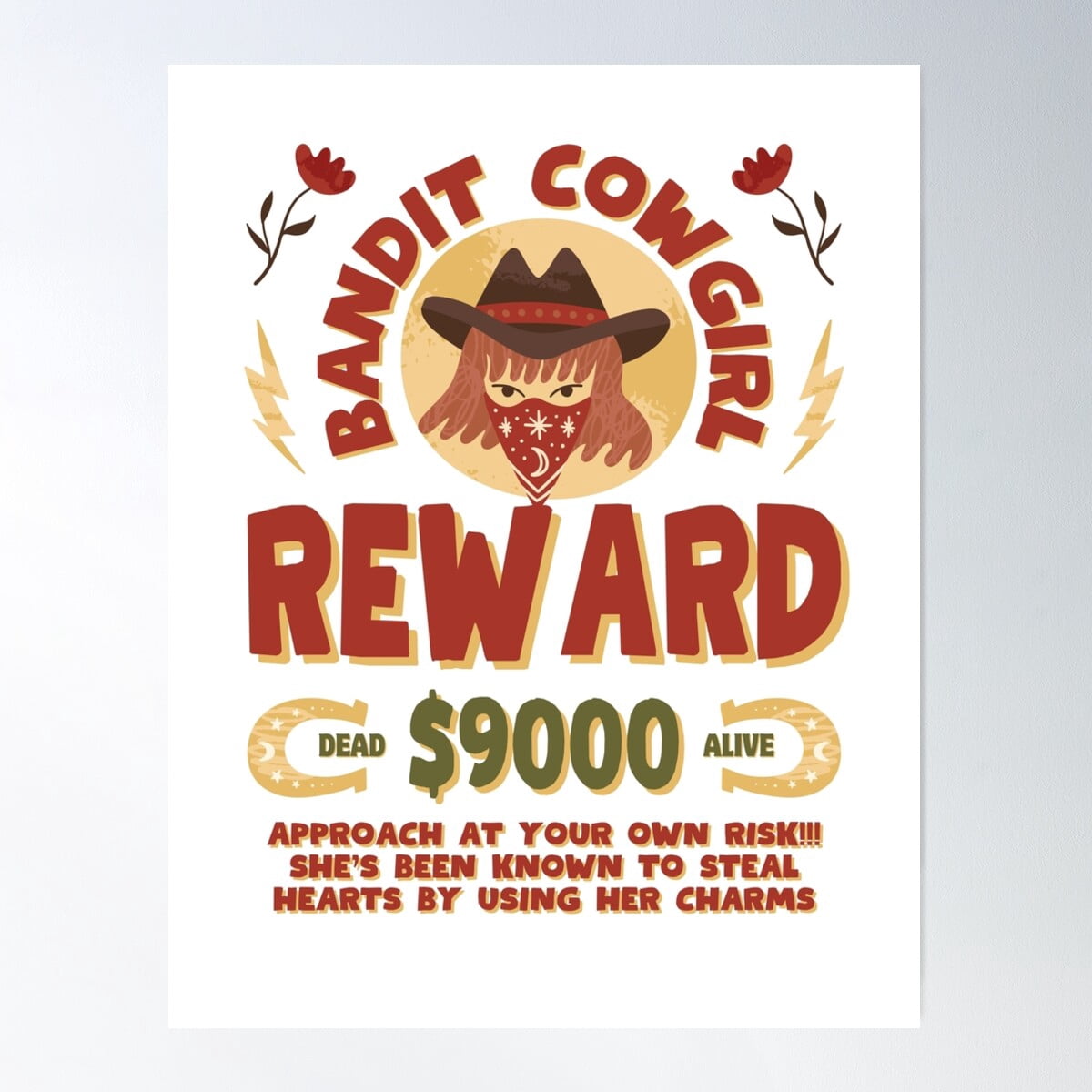 Bandit Cowgirl Poster Wall Art, Modern Wall Decor For Living Room ...