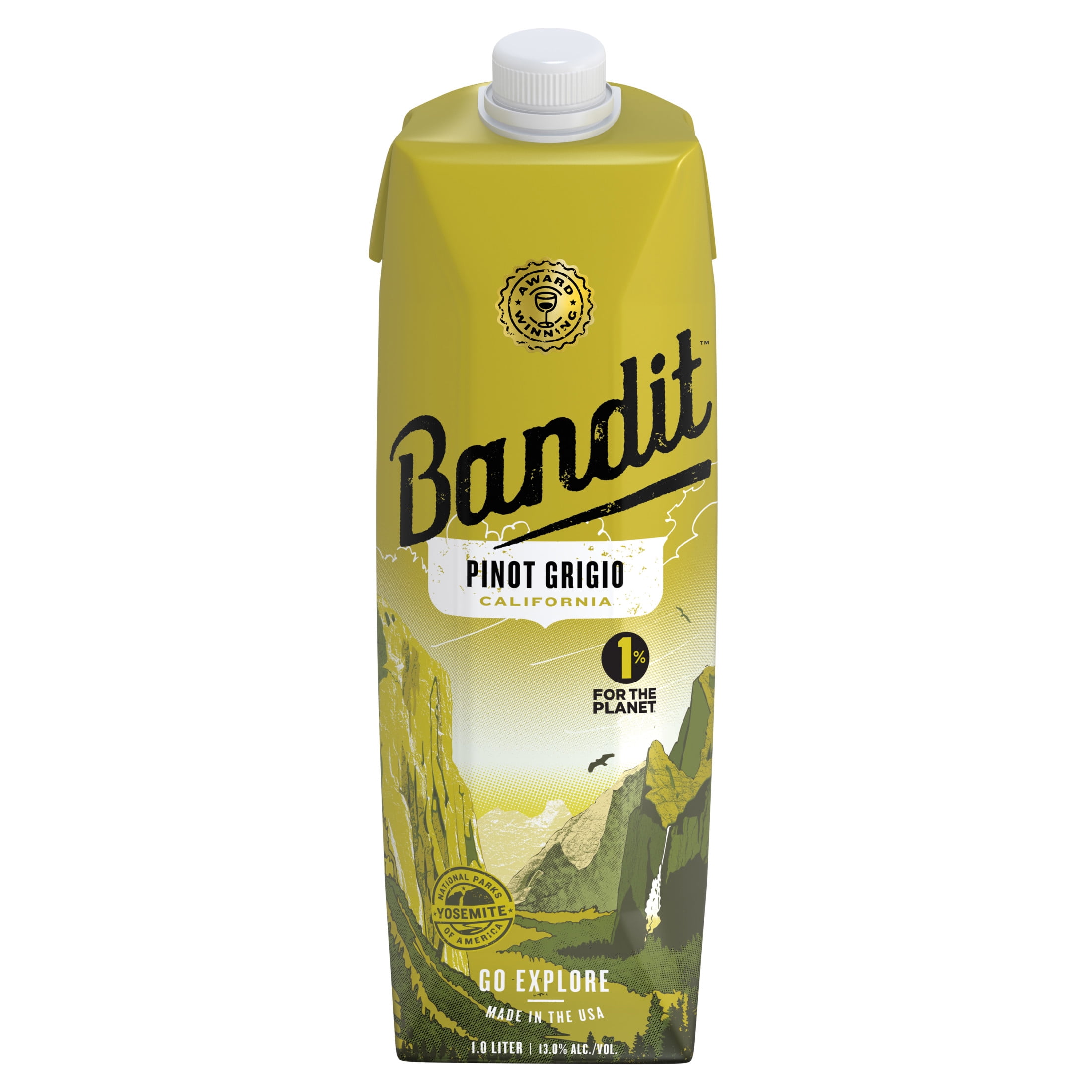 Bandit Pinot Grigio California White Wine, 1 L Tetra Pak Box Wine, 13% ...