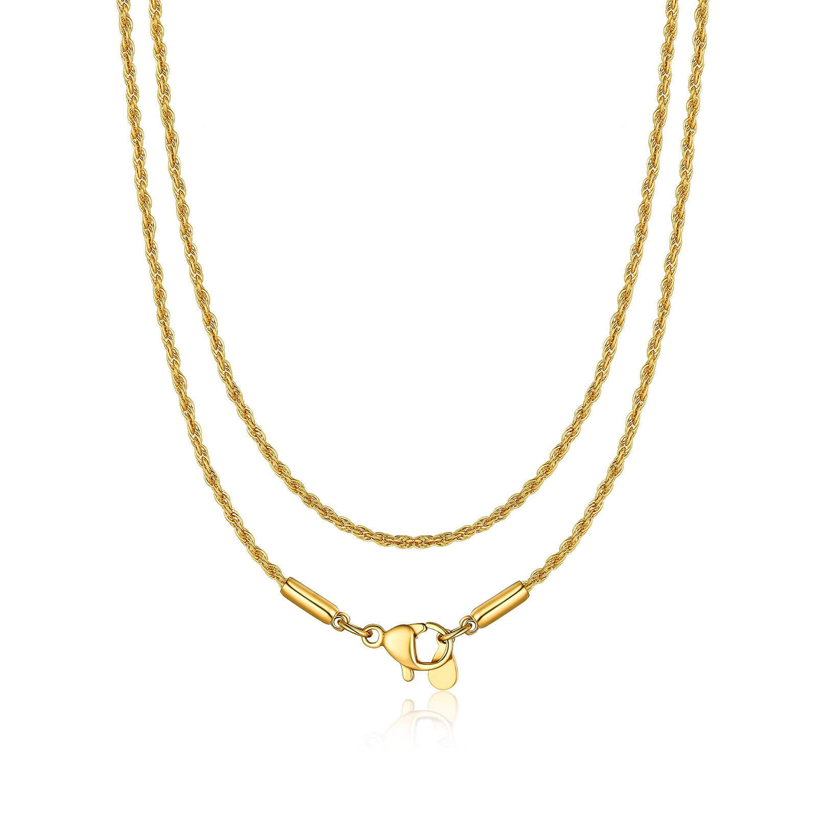 Bandmax 1.5MM 14K Gold Plated Long Twisted Rope Chain for Men Women 28 ...