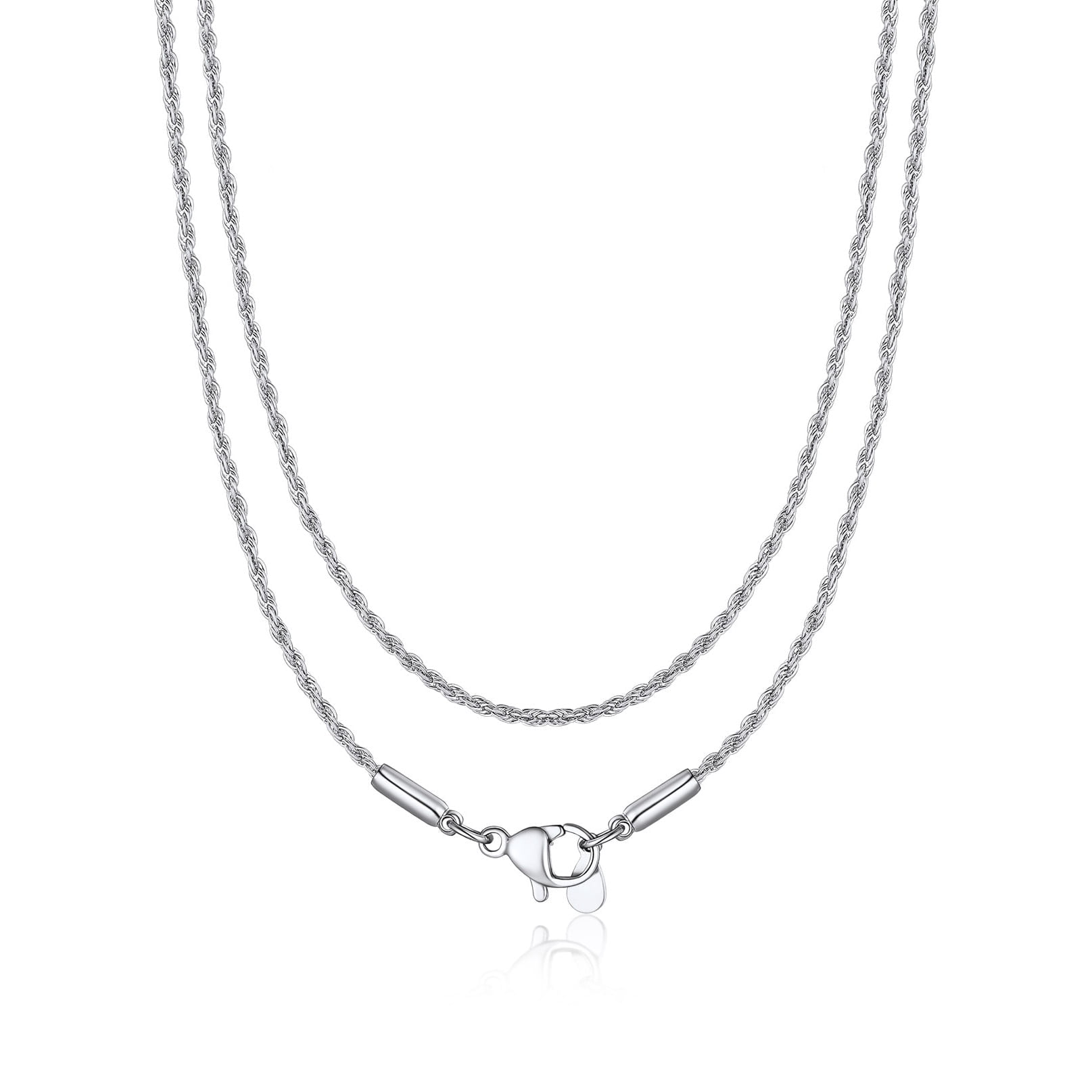 Bandmax 1.5MM Women Men Rope Chain Necklace 20 Inch Stainless Steel ...