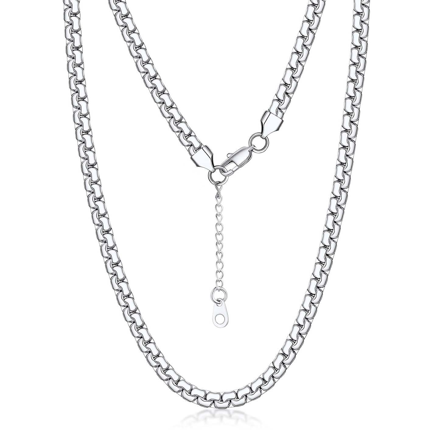 Bandmax 14 Inch Silver Color Flat Box Chain Choker Necklaces for Women ...