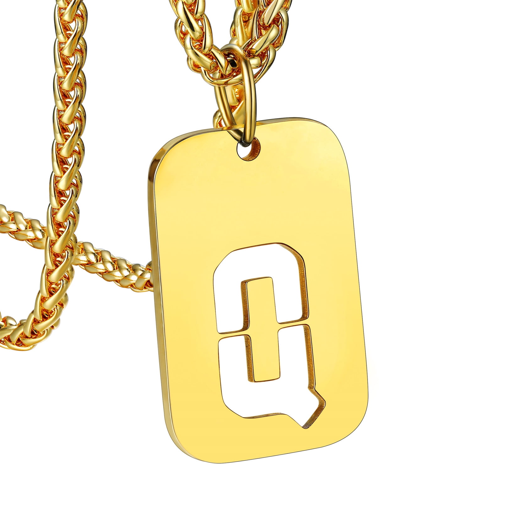 Bandmax 14K Gold Plated Initial Letter Q Pendant for Men Women 26 ...