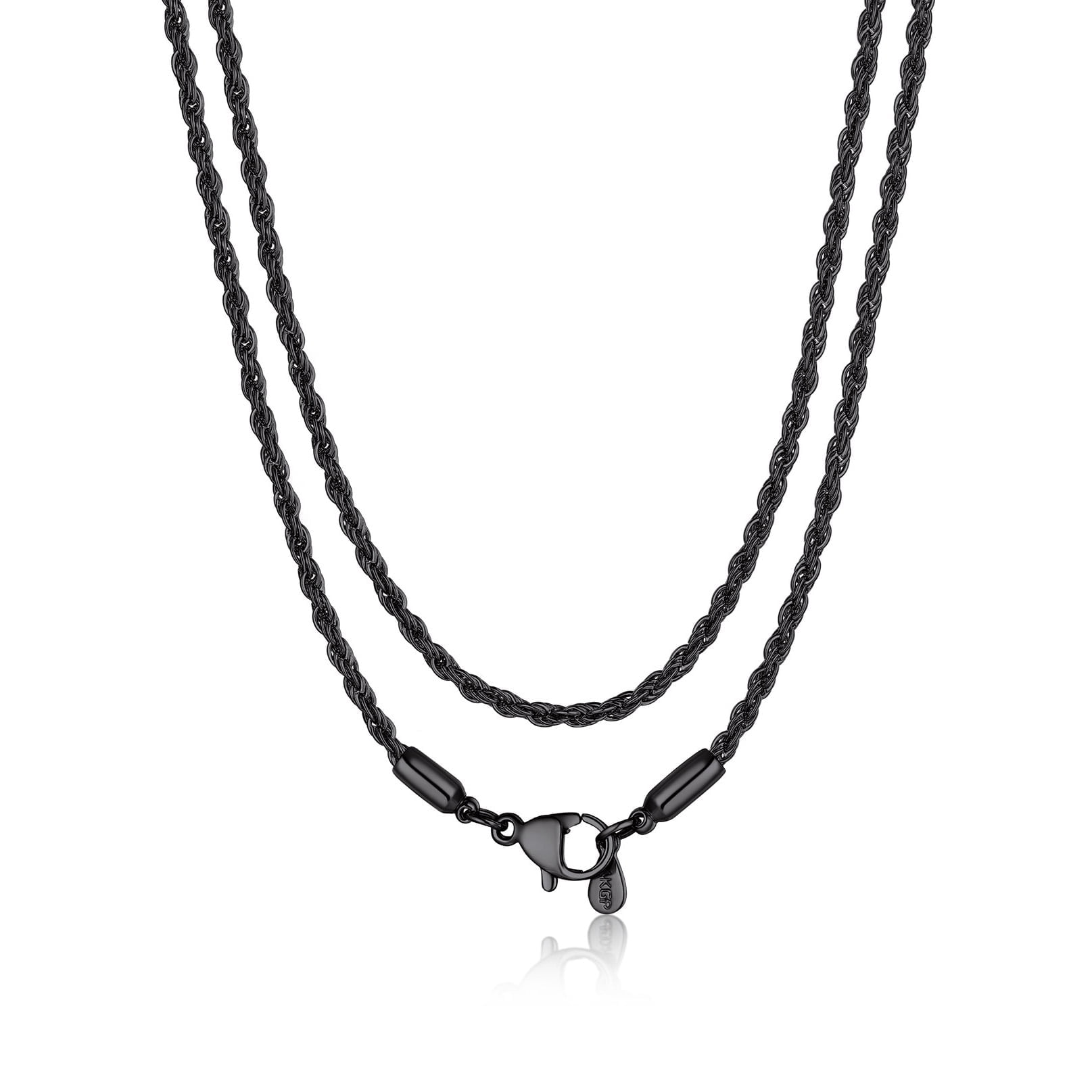 Bandmax 2MM Black Rope Chain Necklace for Men Women 24 Inch Stainless ...