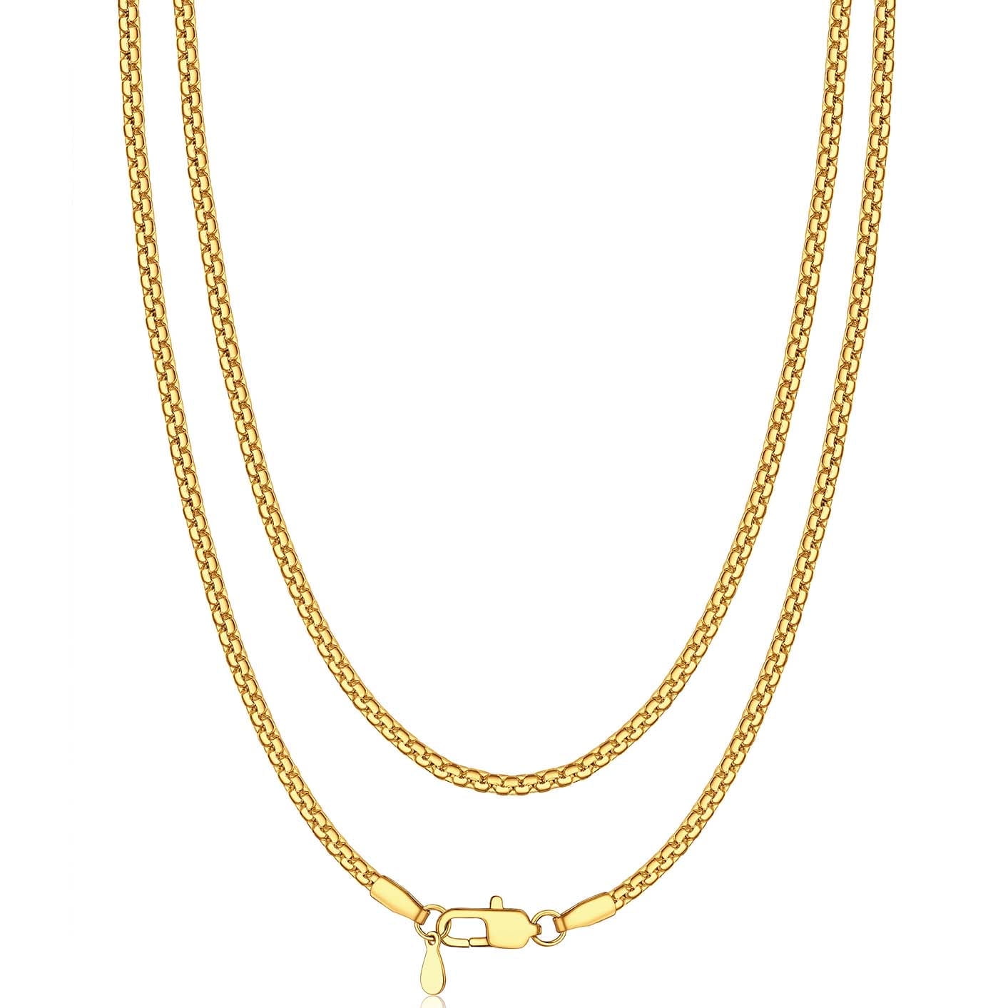 Bandmax 2MM Chunky Mens Chain Necklaces 30 Inch 14K Gold Plated Flat ...