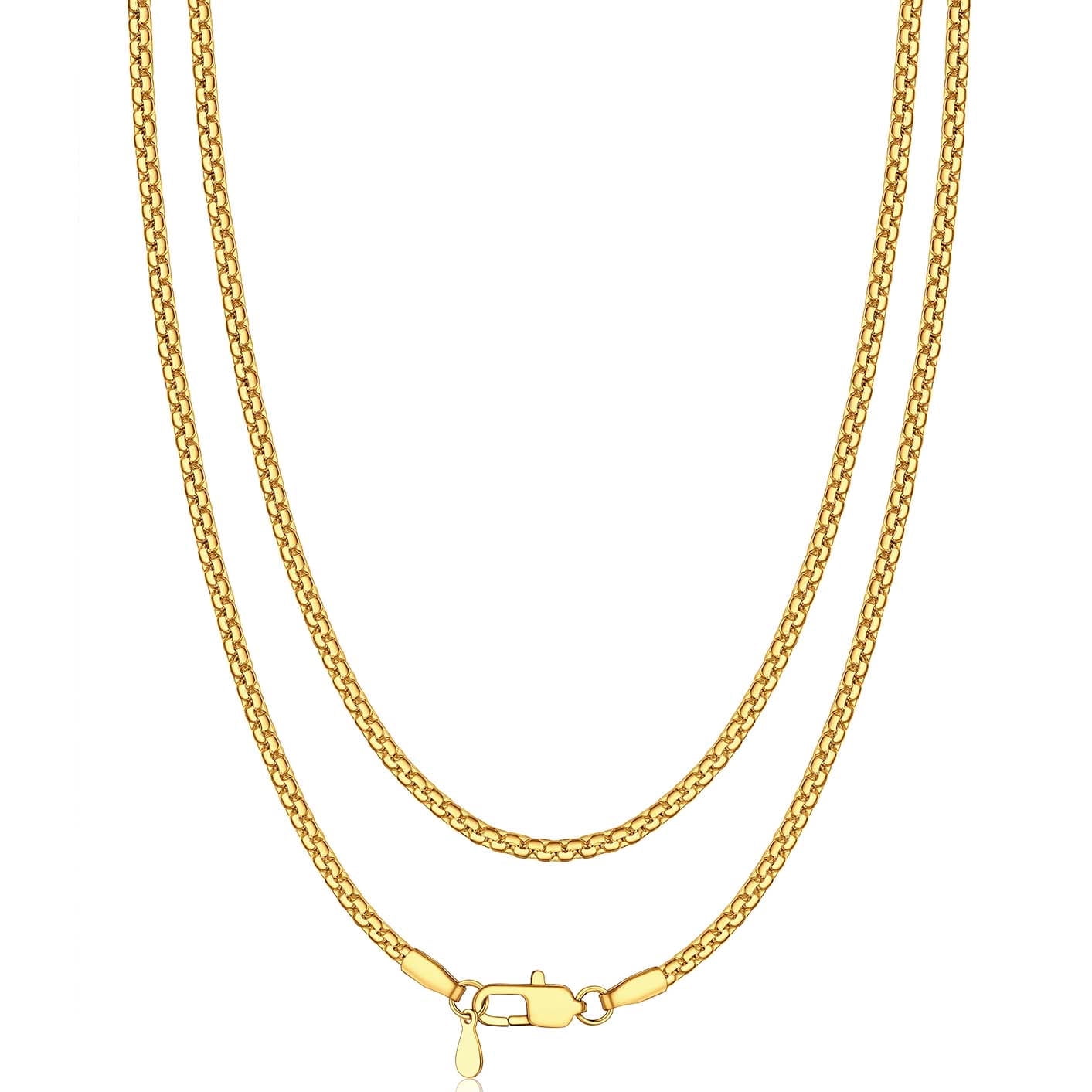 Bandmax 2MM Chunky Mens Necklaces 22 Inch 14K Gold Plated Flat Cable ...